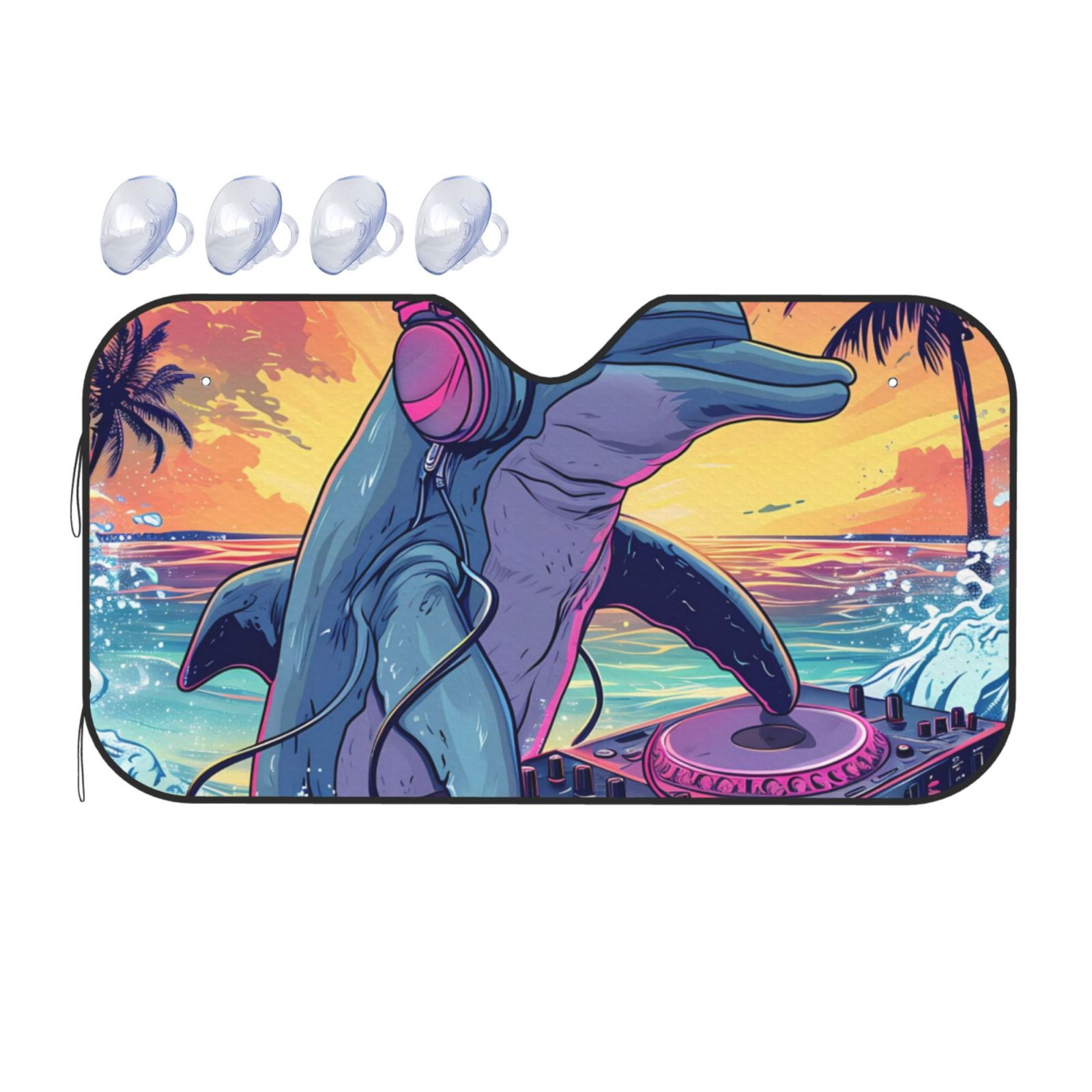 Cauagu Hip-Hop DJ Dolphin Print Car Windshield Sunshade,1-Piece ...
