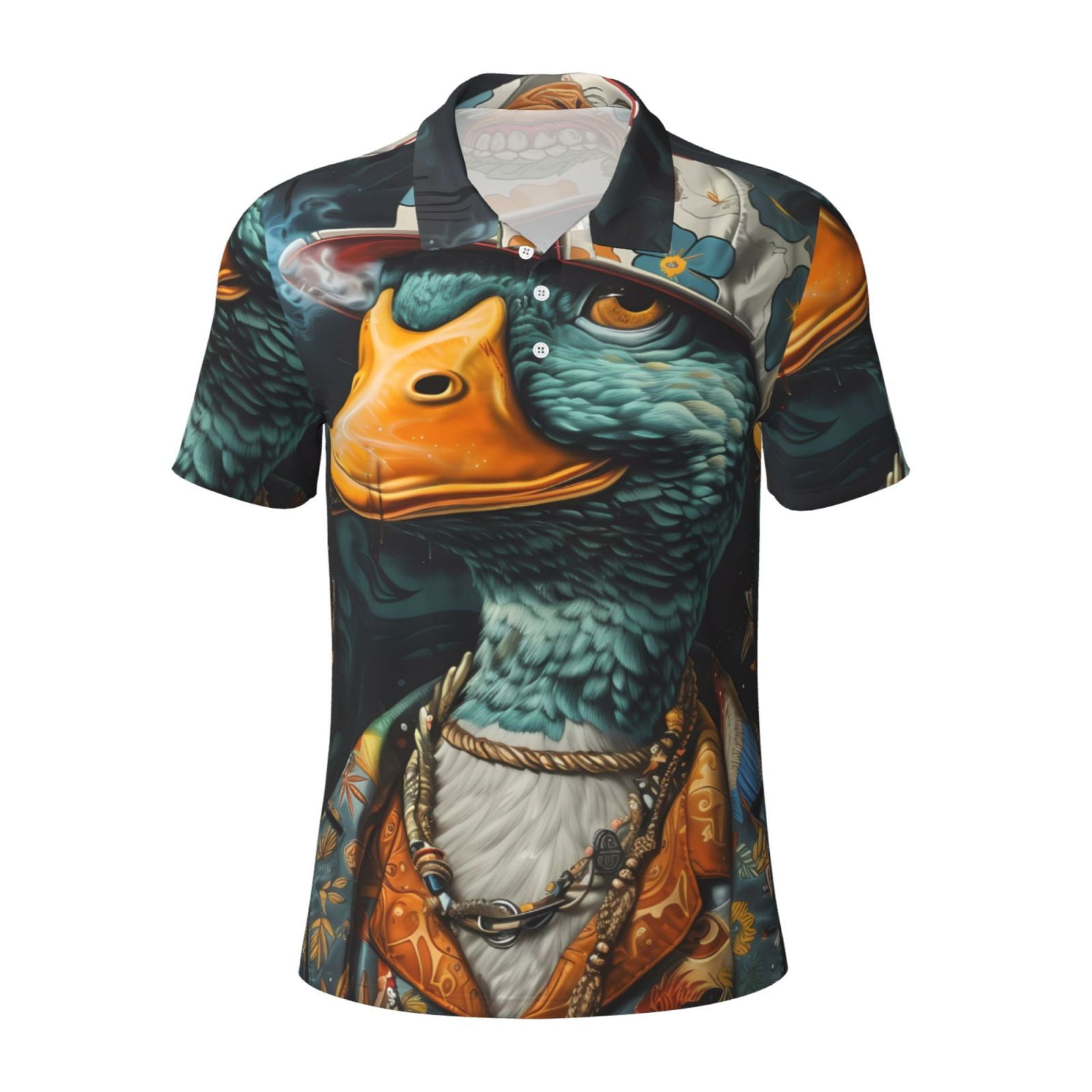Cauagu Hip-Hop Duck Print Men's Polo Shirts, Short-Sleeve Polo Shirts ...