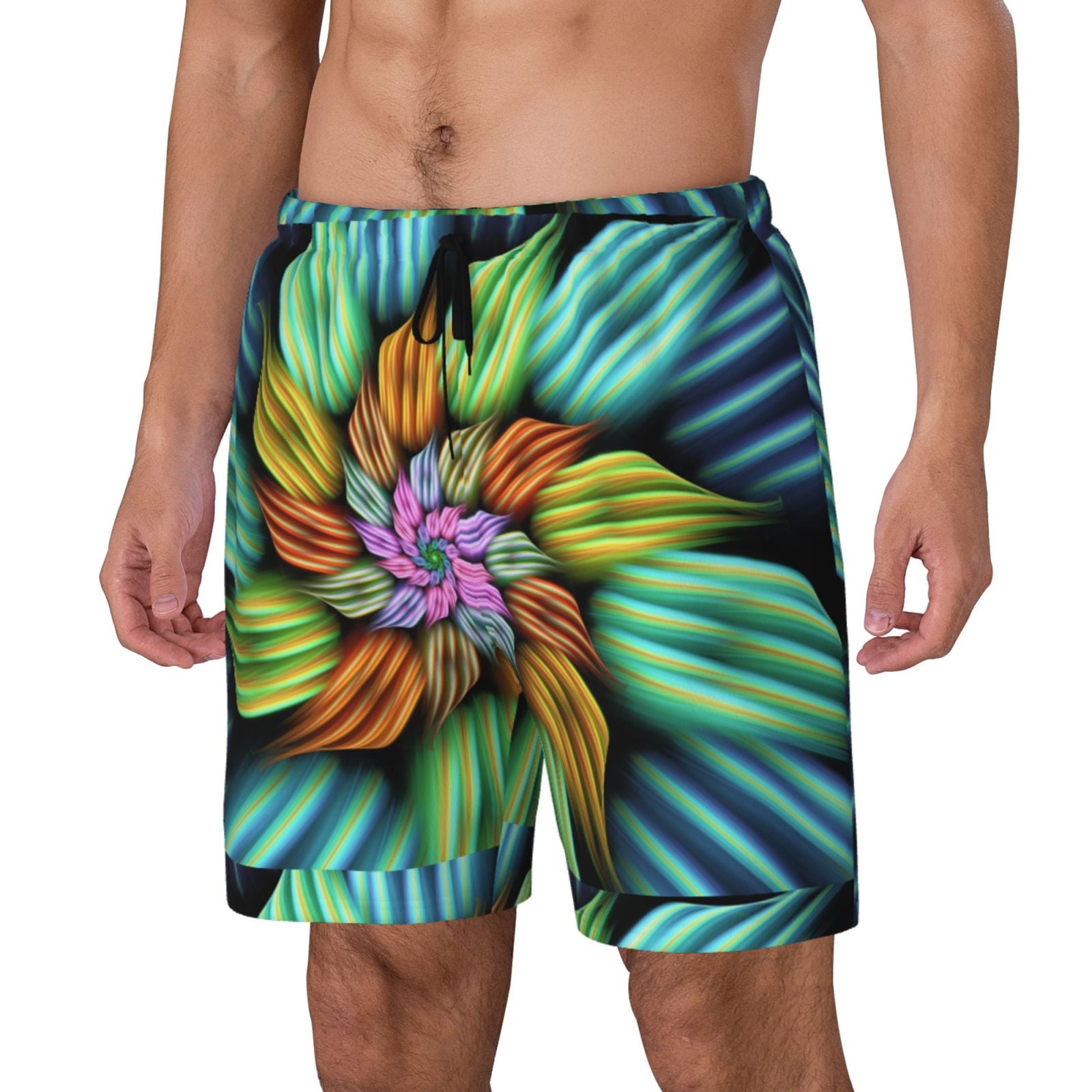 Cauagu Hippie Style Print Mens Swim Trunks Quick Dry Board Shorts Swim ...