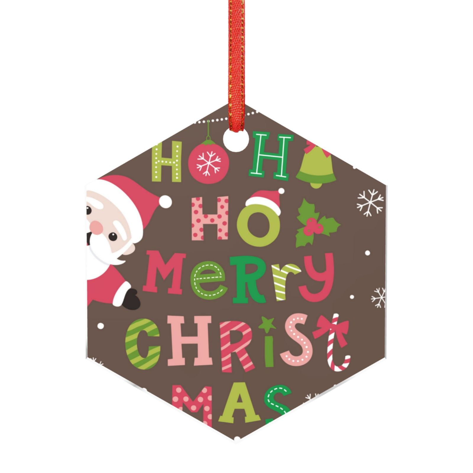 Cauagu Ho Ho Ho Merry Christmas Pattern Acrylic Christmas Pendant,1 ...