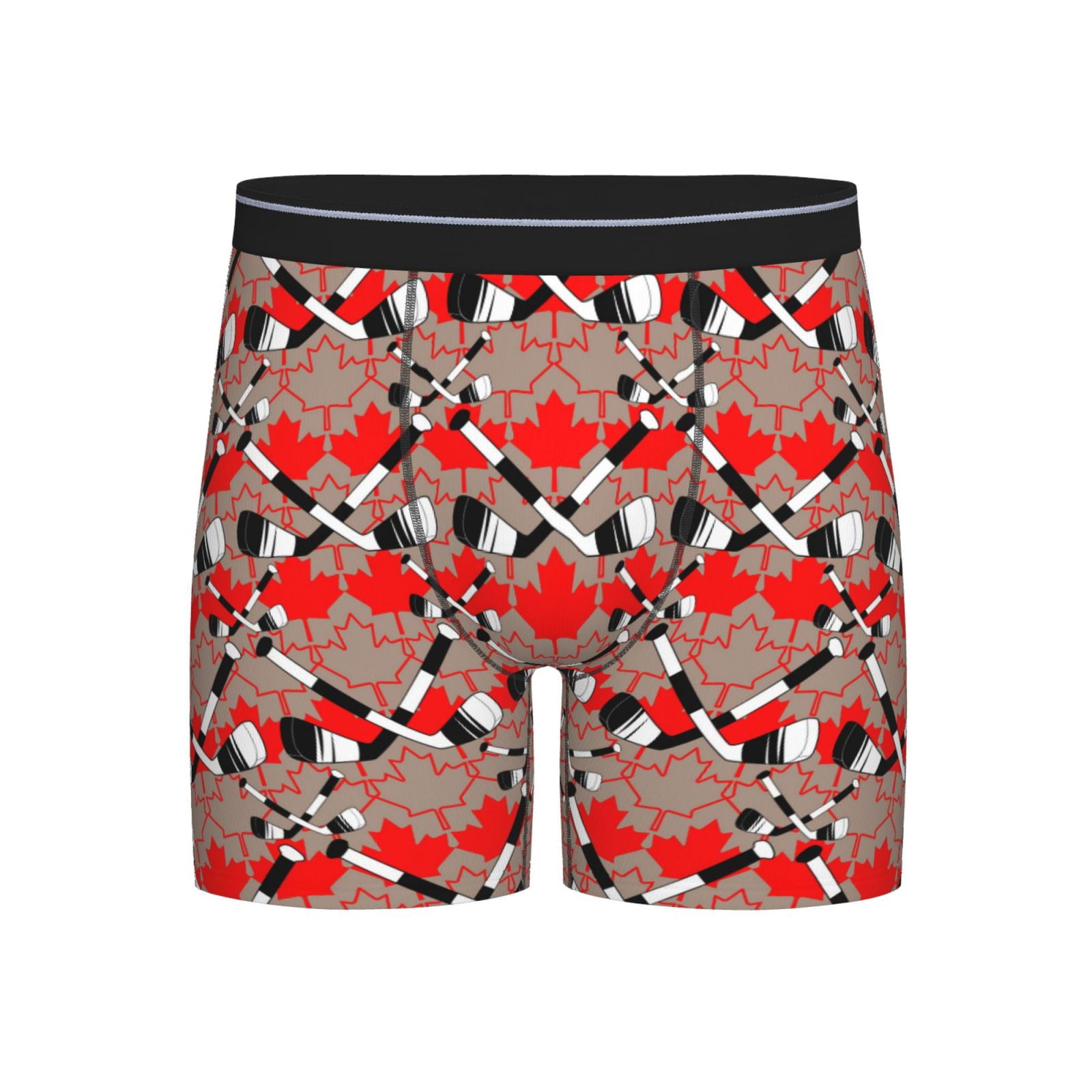 Cauagu Hockey With Maple Leaves Print Men's Boxer Briefs, Funny & Cute ...