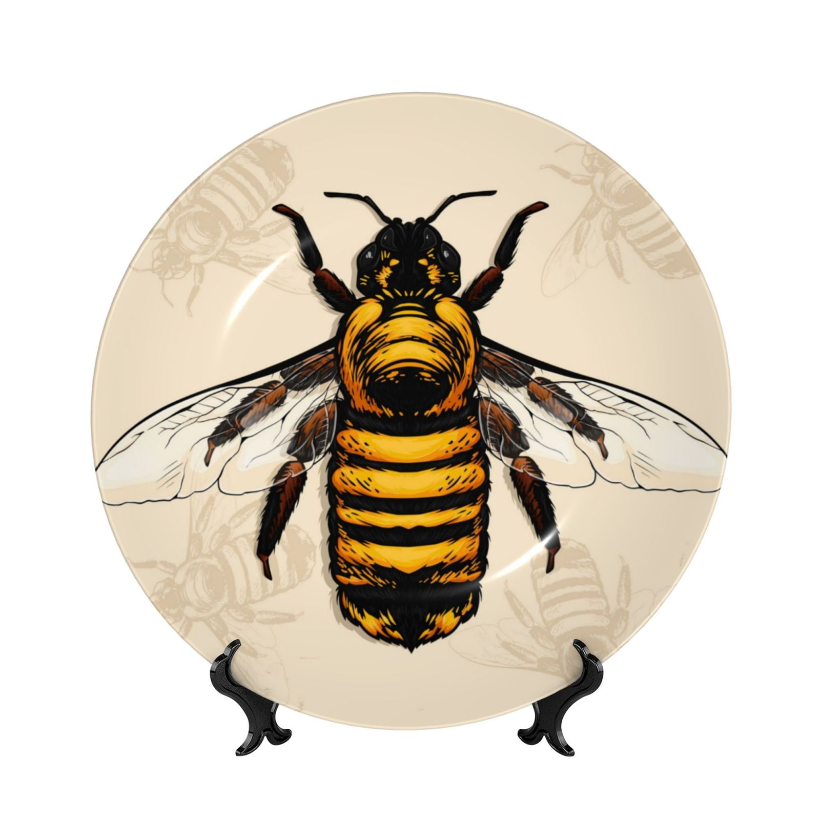 Cauagu Honey Bee Print Bone China Decorative Plate, Wall Mount Plate ...