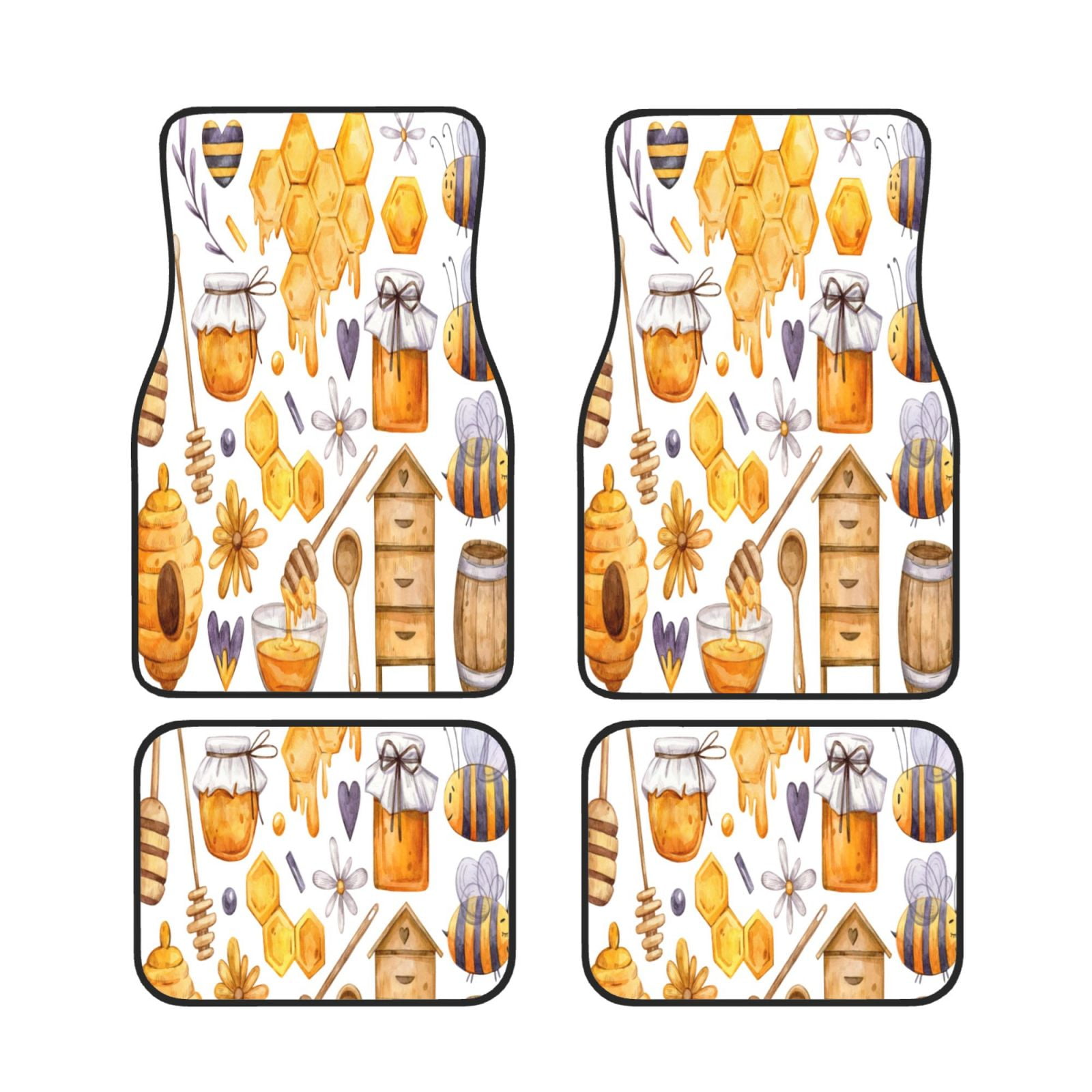 Cauagu Honey Bee Set Pattern Car Floor Mat Set of 4,Car Carpet Mats Car ...