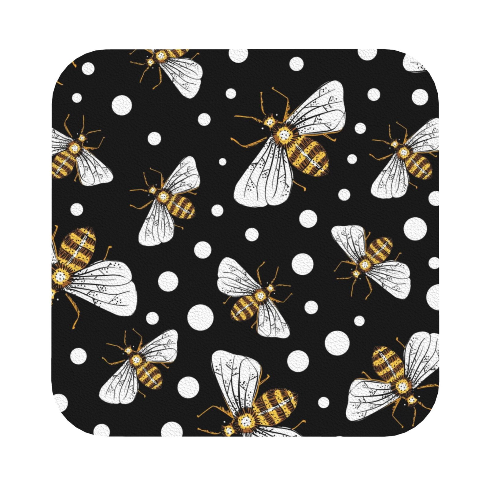 Cauagu Honey Bees at Night for Round Coaster,Drink Coasters Set of 4 ...