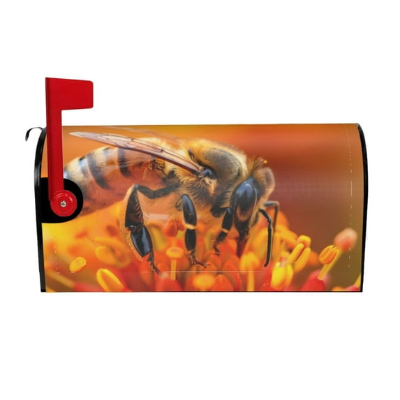 Cauagu Honeybee On Vibrant Flower Pattern Magnetic Mailbox Covers ...