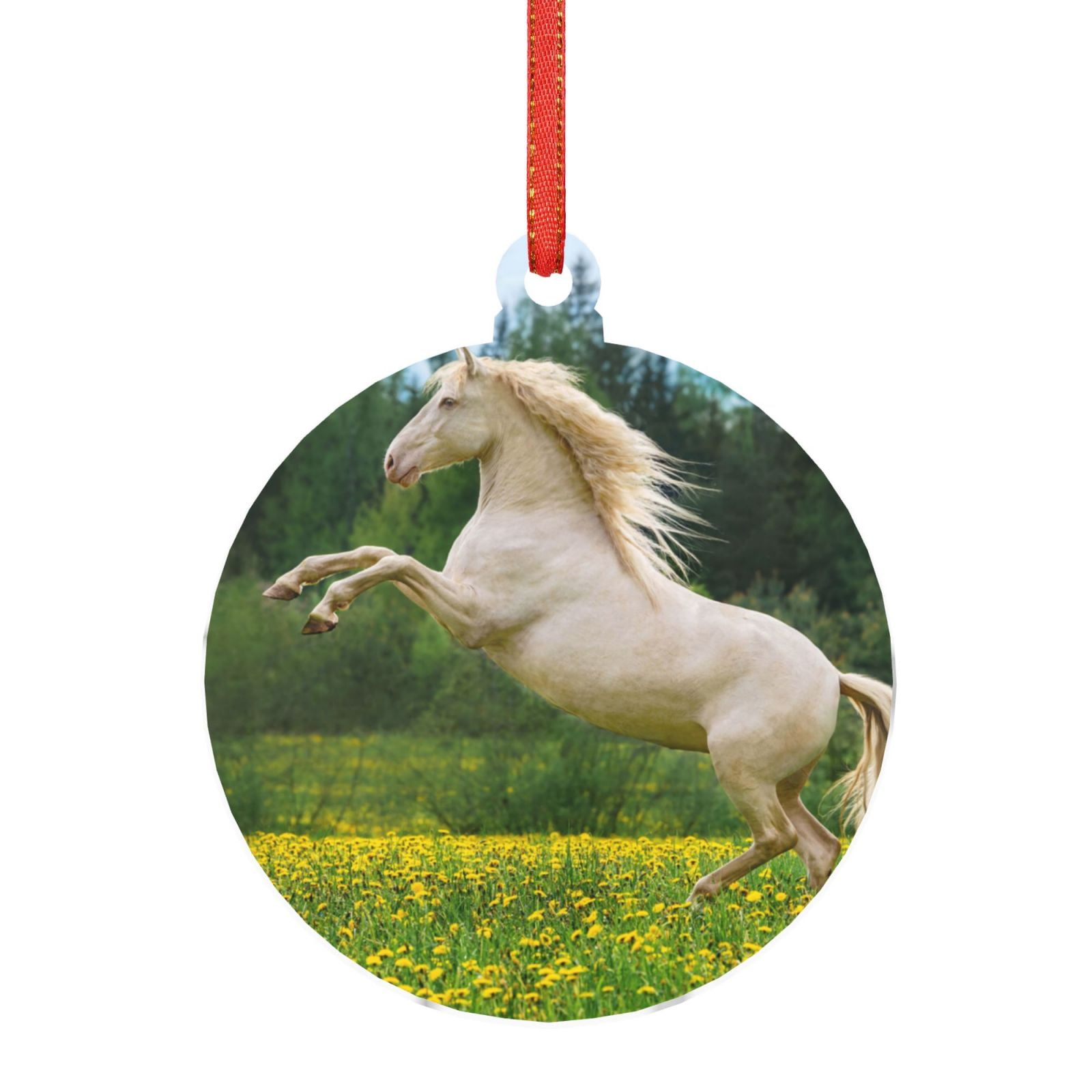 Cauagu Horse Rearing Up In The Field Pattern Acrylic Christmas Pendant ...