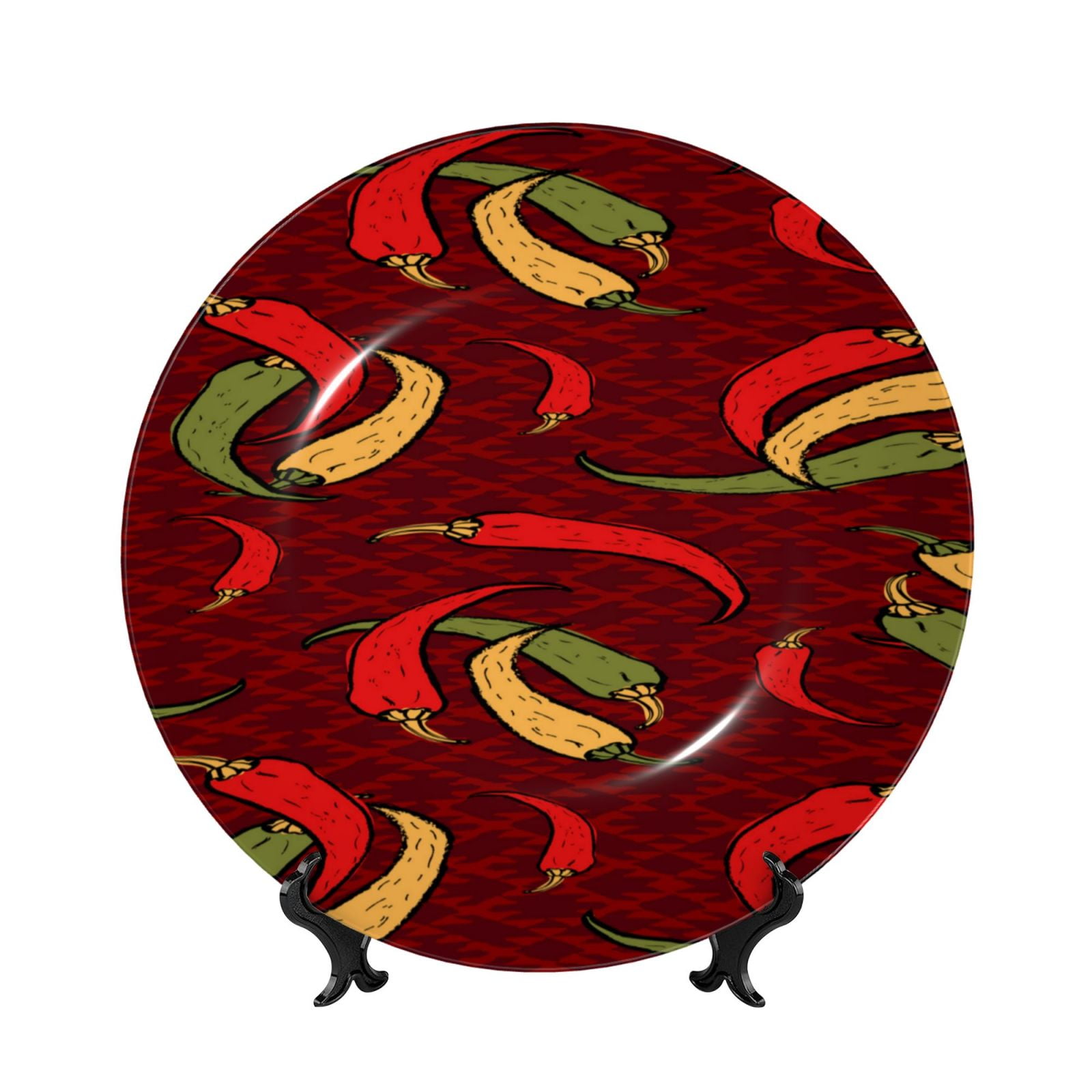 Cauagu Hot Chili Print Bone China Decorative Plate, Wall Mount Plate ...