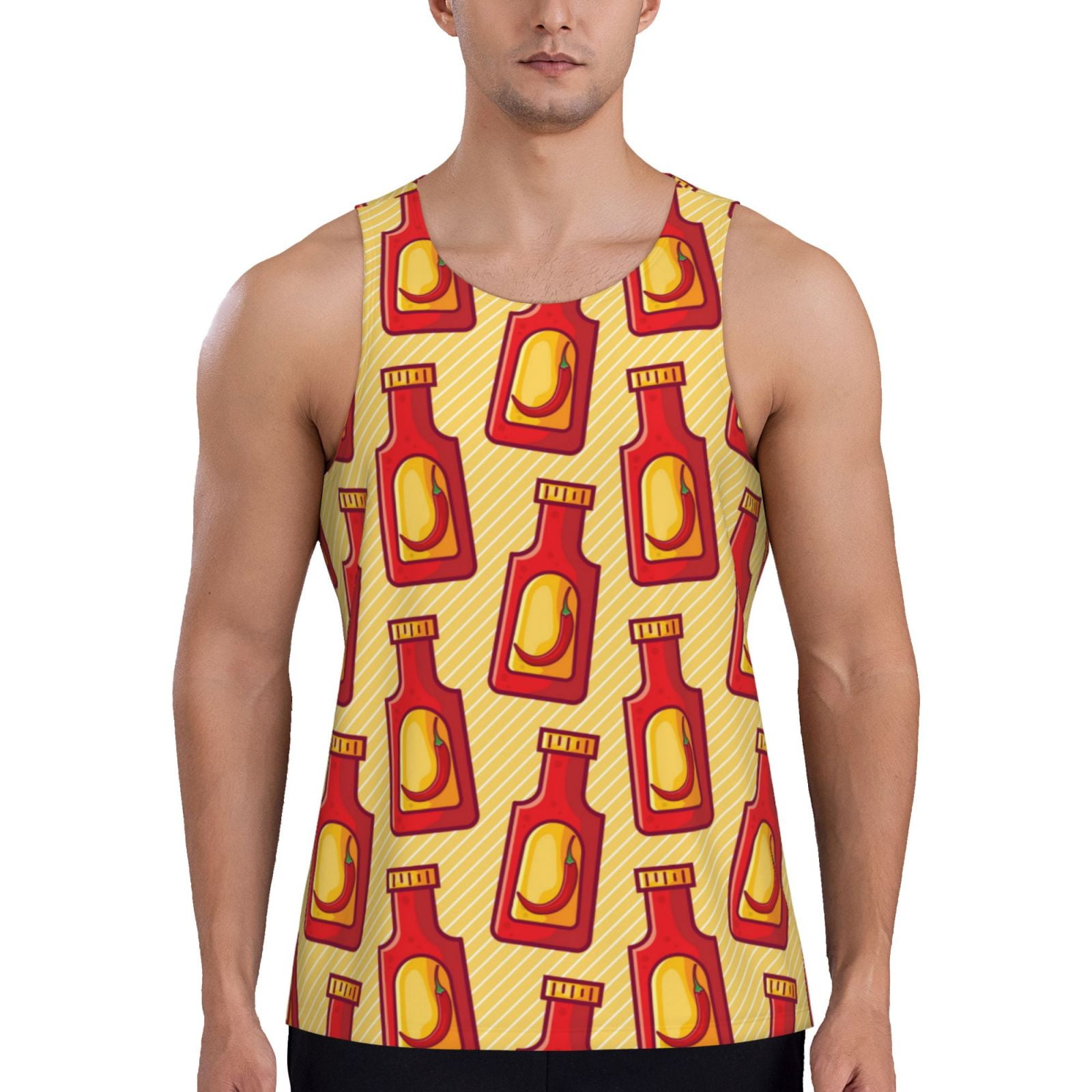 Cauagu Hot Chili Print Men's Sleeveless Muscle Shirts,Tank Tops Quick ...