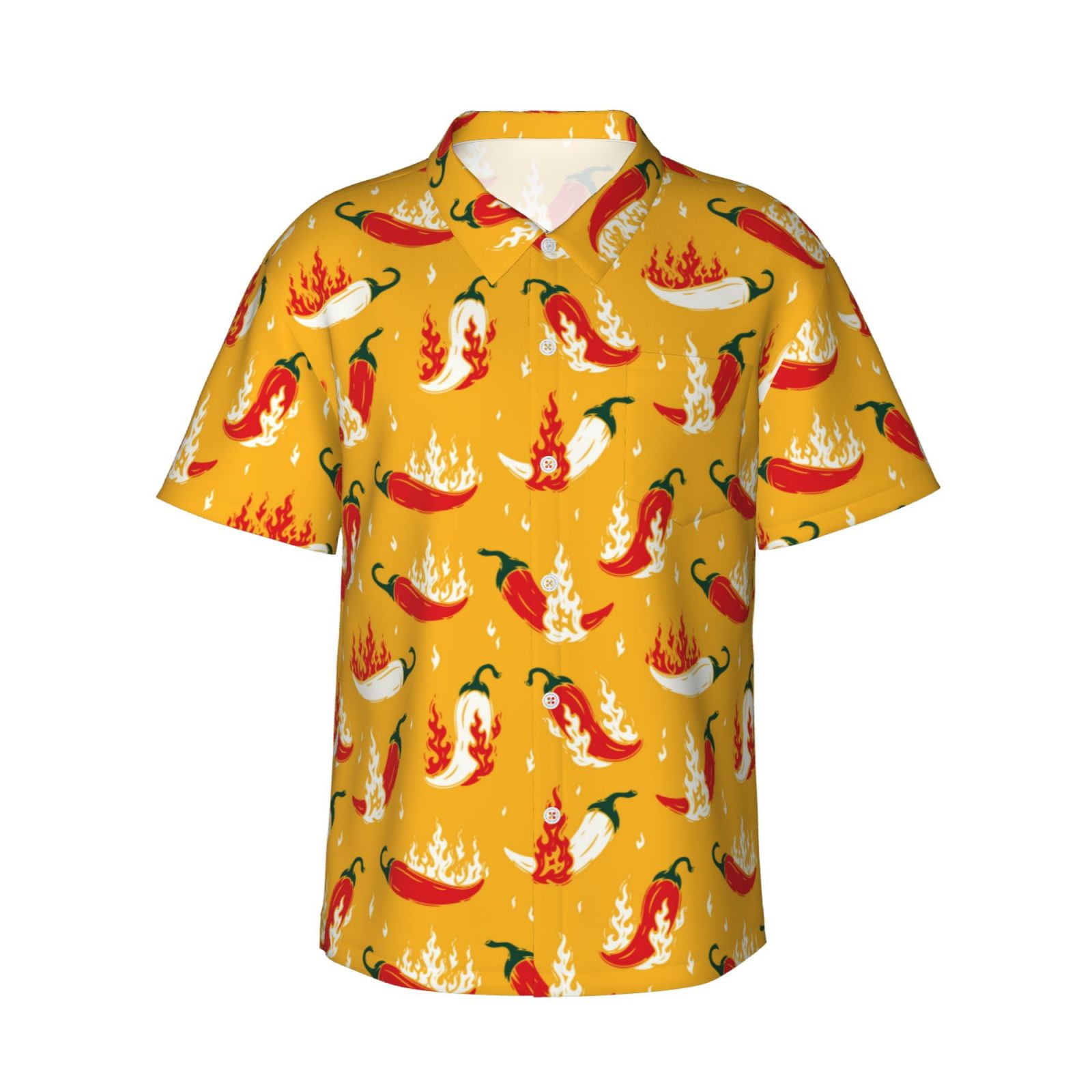 Cauagu Hot Chilli Print Hawaiian Shirt for Men,Casual Short Sleeve ...