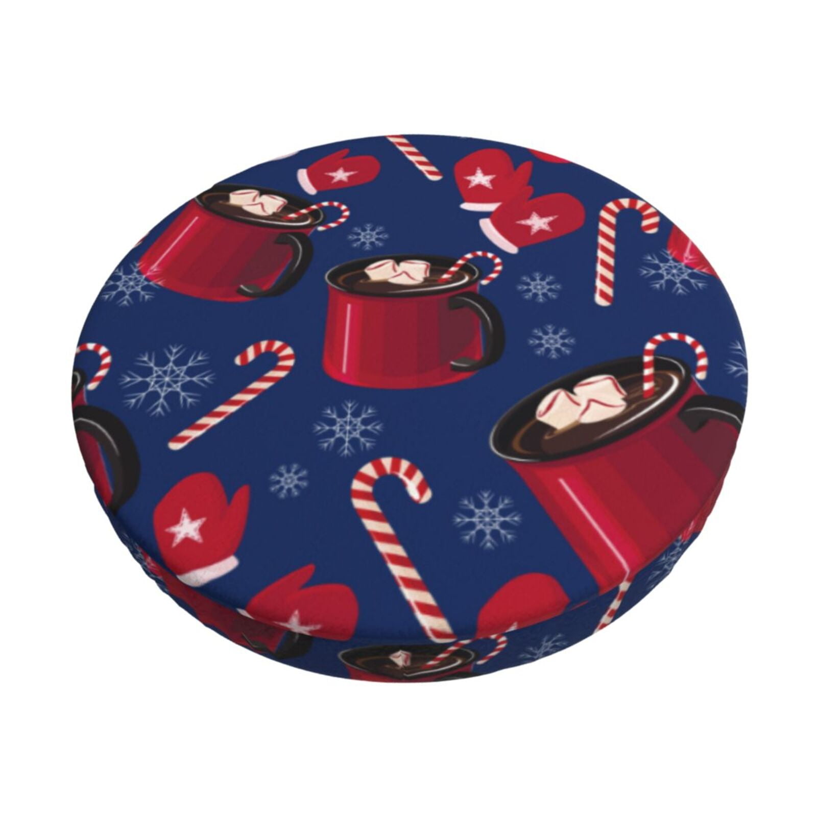 Cauagu Hot Cocoa Snowflake Mittens Print Round Stool Covers,Seat ...