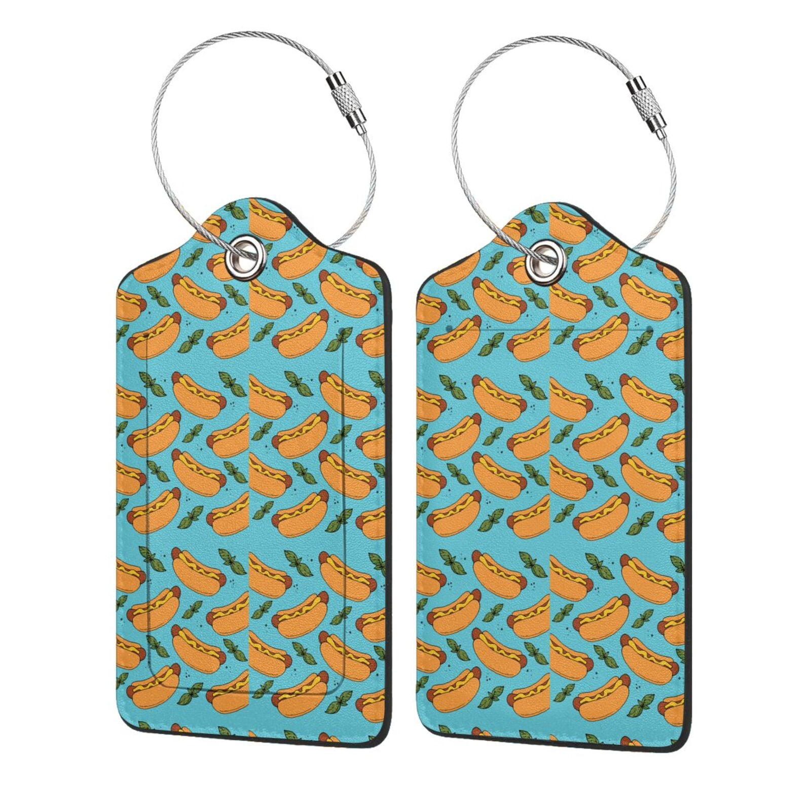 Cauagu Hot Dog 5 Pattern Luggage Tags,Leather Luggage Tags Personalized ...