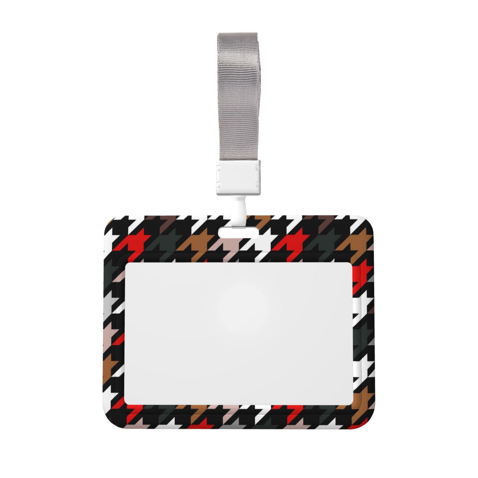 Cauagu Houndstooth Green Red for ID Badge Holder,Badge Holder with ...