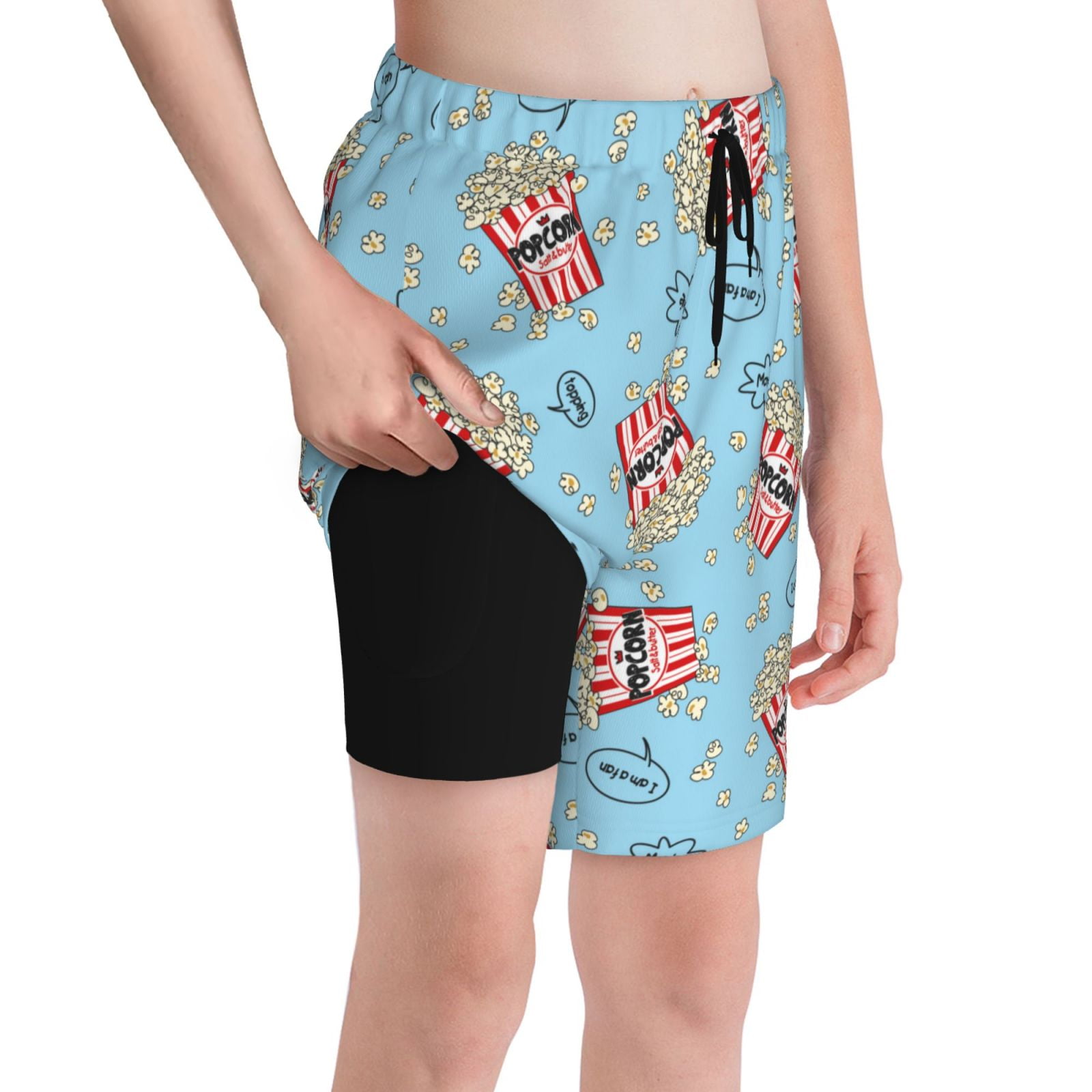 Cauagu I Am A Fan Popcorn Print Swim Trunks for Men,Youth Boys Swim ...