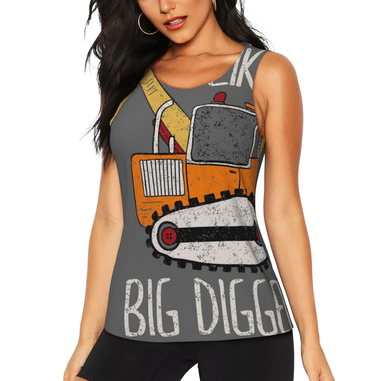 Cauagu I Like Big Digger for Women's Workout Tank Tops Sleeveless Running Loose Athletic Top Fit ...