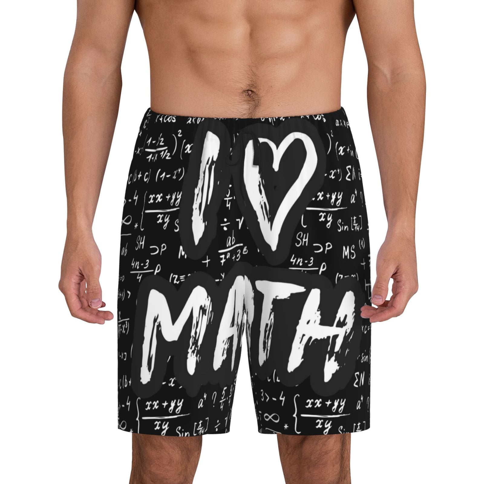 Cauagu I love Math Print Pajama Bottoms for Men Sleep Pajama Shorts ...