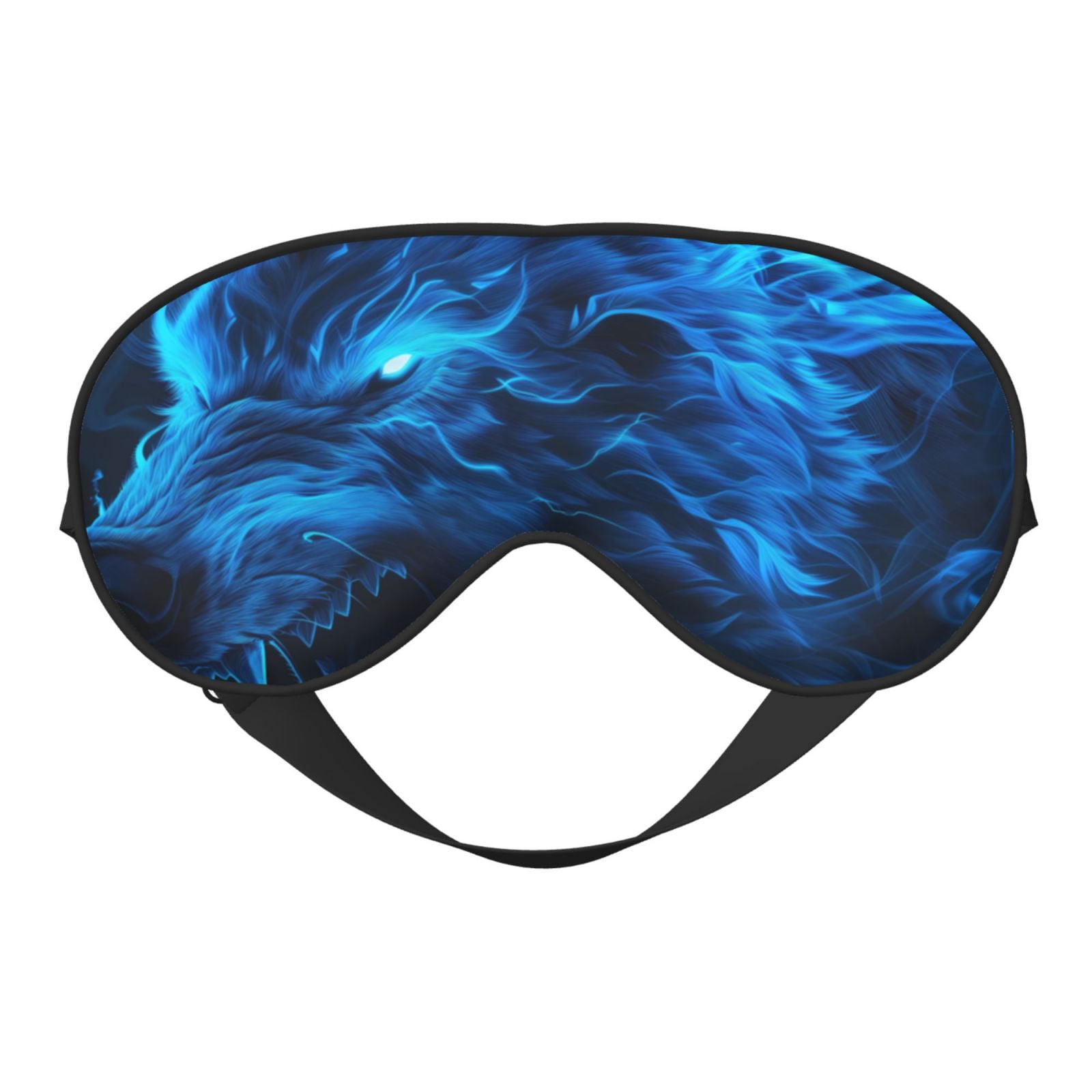 Cauagu Ice Blue Fire Wolf Print Sleep Eye Mask, Blindfold Eye Sleep ...