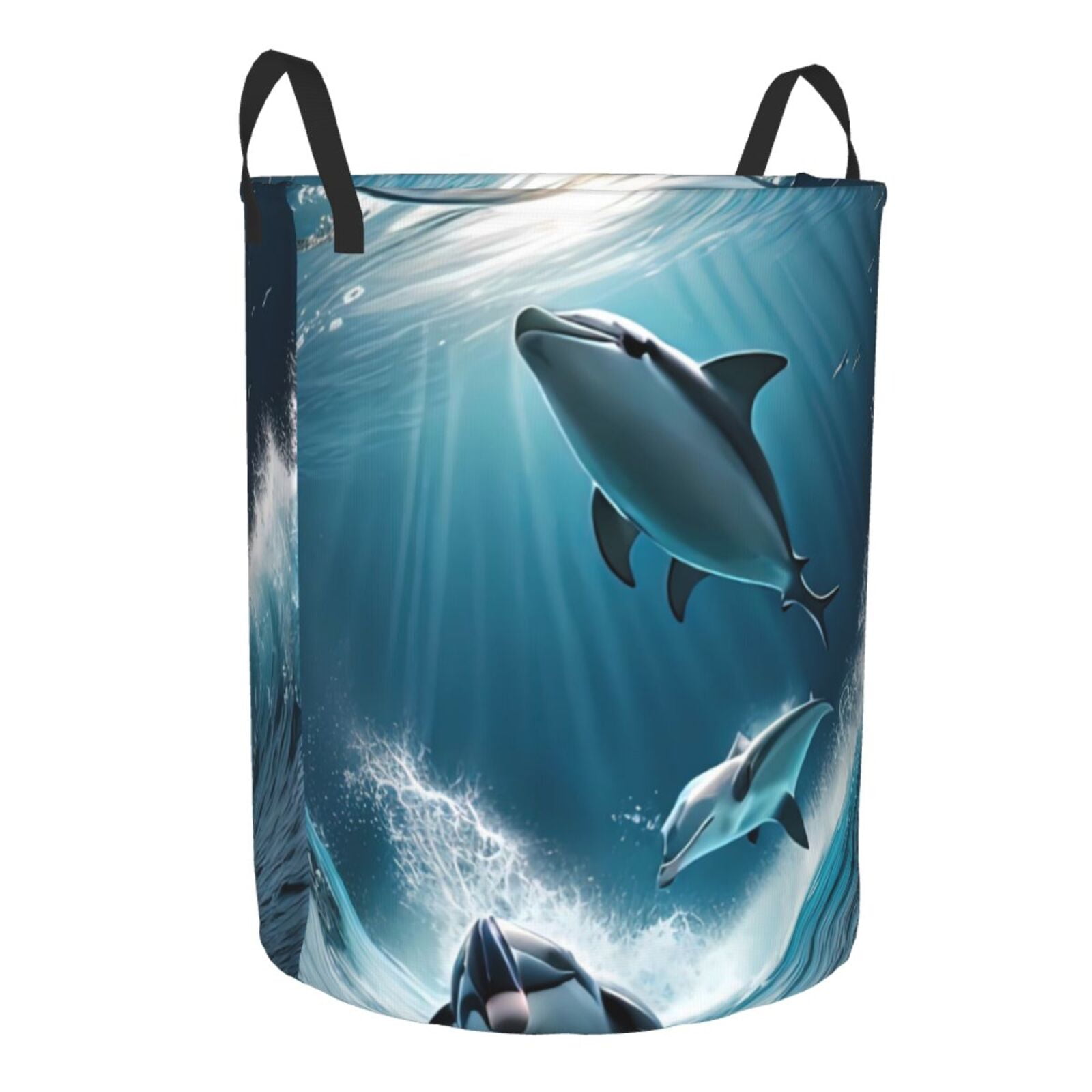 Cauagu Ice Blue Ocean Cute Dolphin A for Laundry Basket,Collapsible ...