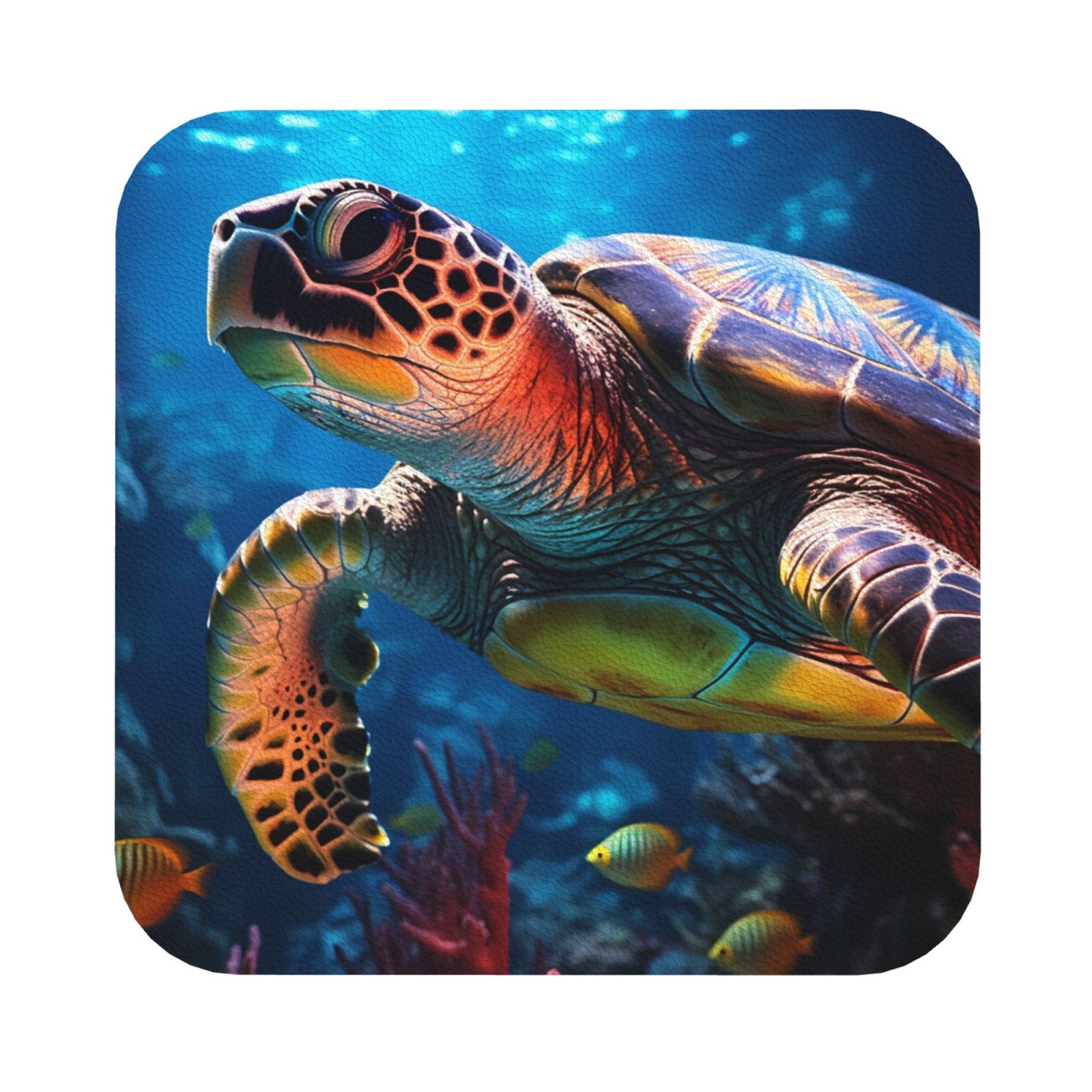 Cauagu Ice Blue Ocean Sea Turtle for Round Coaster,Drink Coasters Set ...