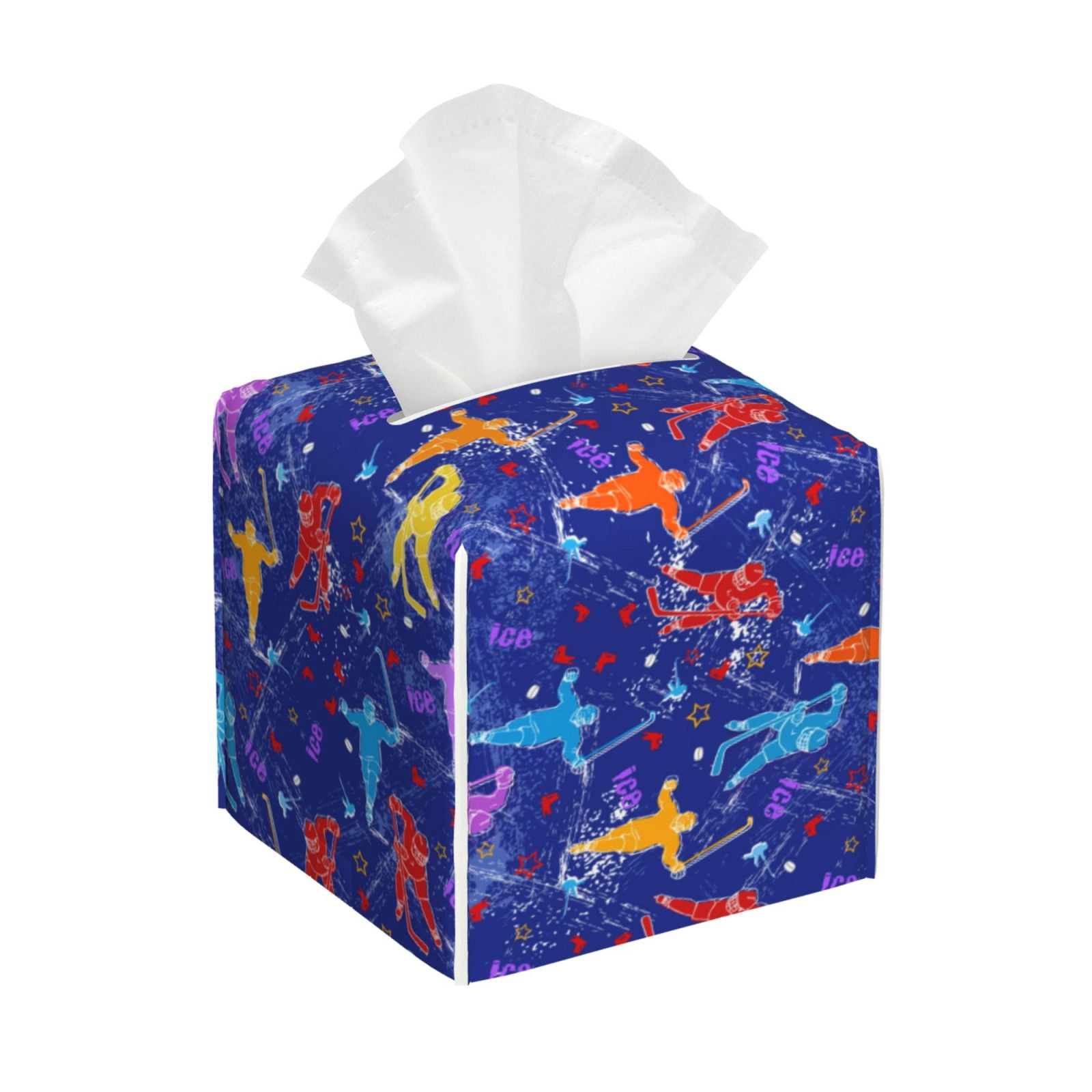 Cauagu Ice Hockey Players With Puck Print Tissue Box Cover,Leather ...