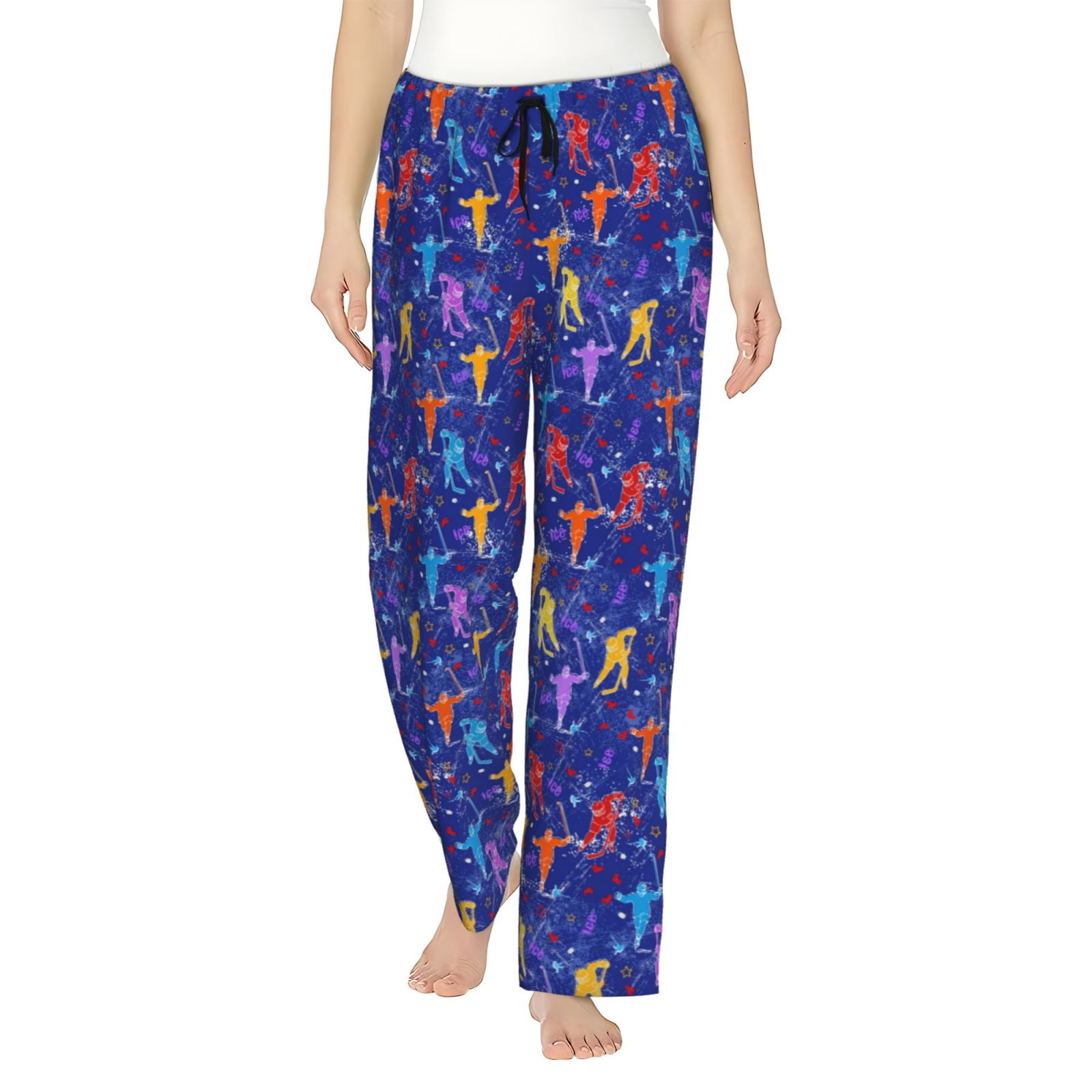 Cauagu Ice Hockey Players With Puck Pajama Pants for Women Loose Fit ...