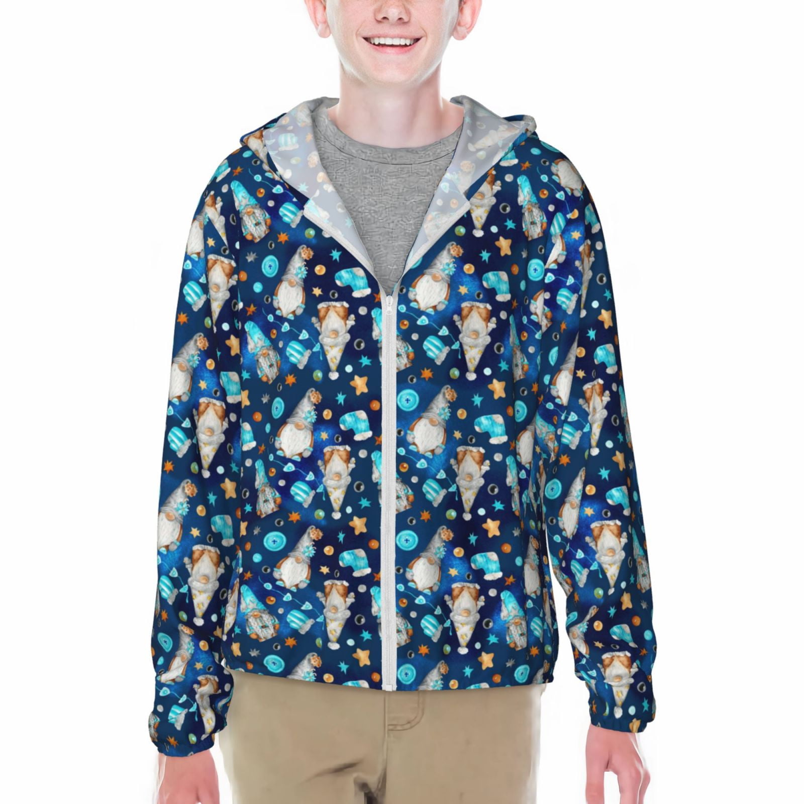 Cauagu Ice blue old man cute winter Print Sun Protection Jacket for ...