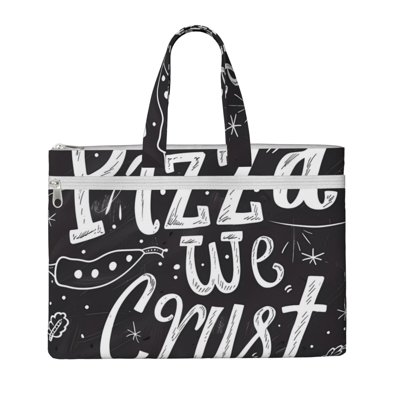 Cauagu In Pizza We Crust Art Pattern Canvas Tote File Bag, Zipper Tote ...