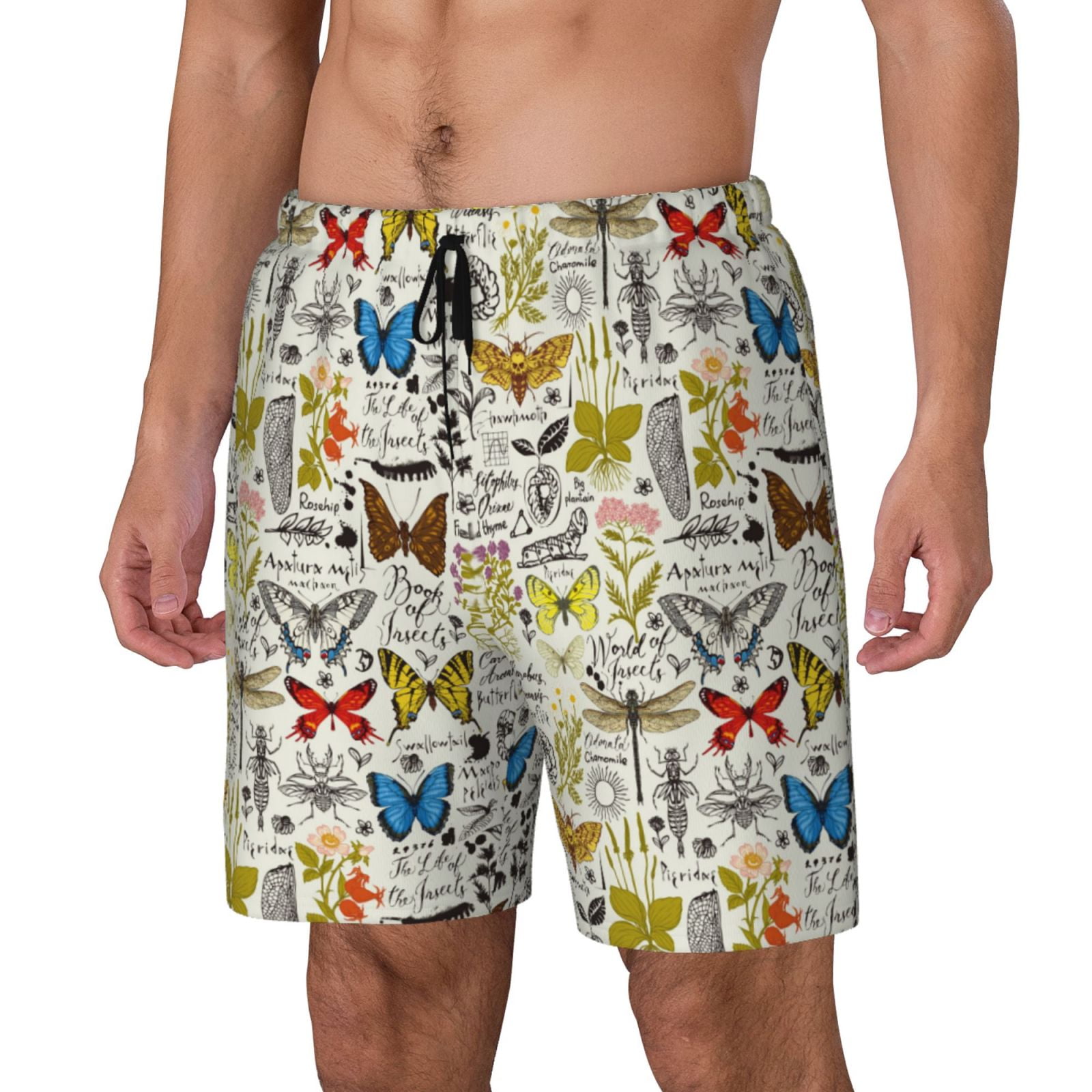 Cauagu Insects And Medicinal Herbs Print Mens Swim Trunks Quick Dry ...