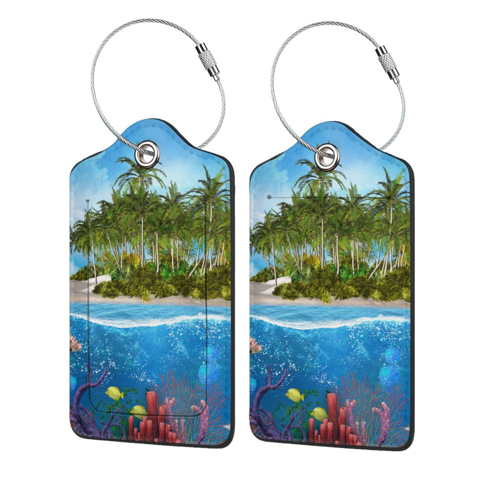 Cauagu Island And Coral Reef Pattern Luggage Tags,Leather Luggage Tags ...