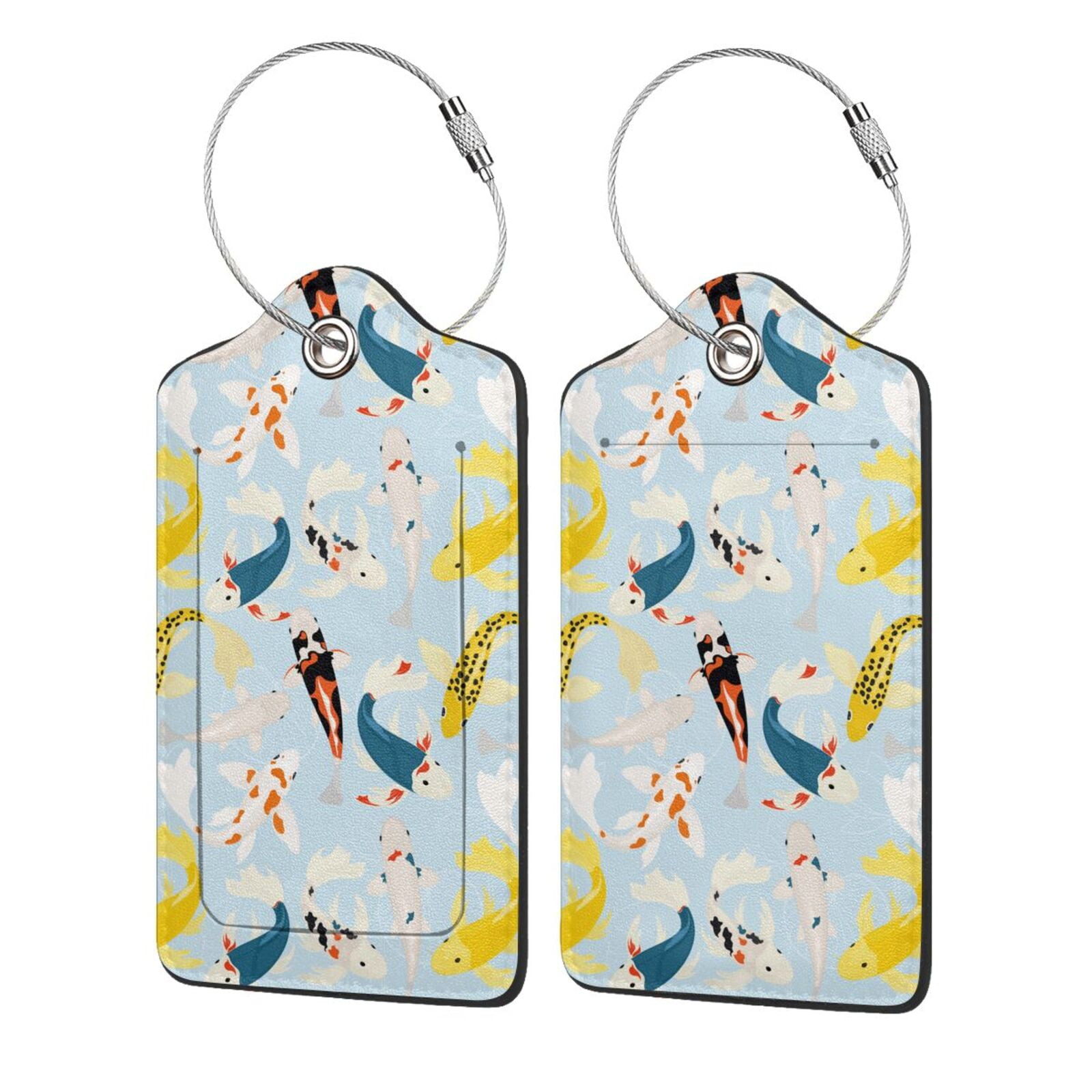 Cauagu Japanese Carps Print Luggage Tags,Leather Luggage Tags for ...