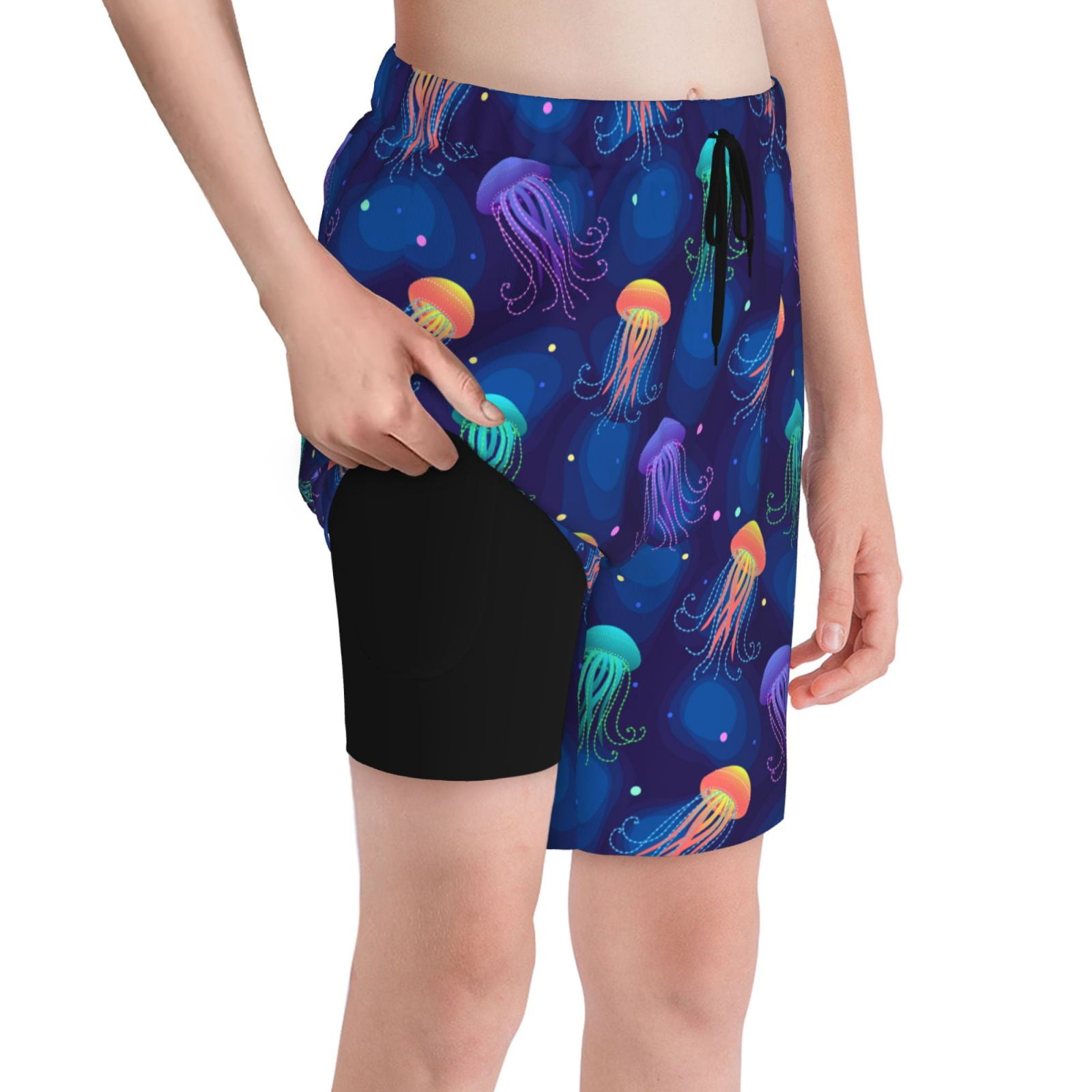 Cauagu Jellyfish colorful Print Swim Trunks for Men,Youth Boys Swim ...