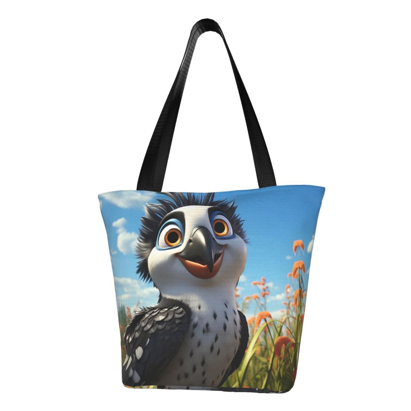 Cauagu Joyful Animated Bird Print Canvas Aesthetic Tote Bag for Women ...