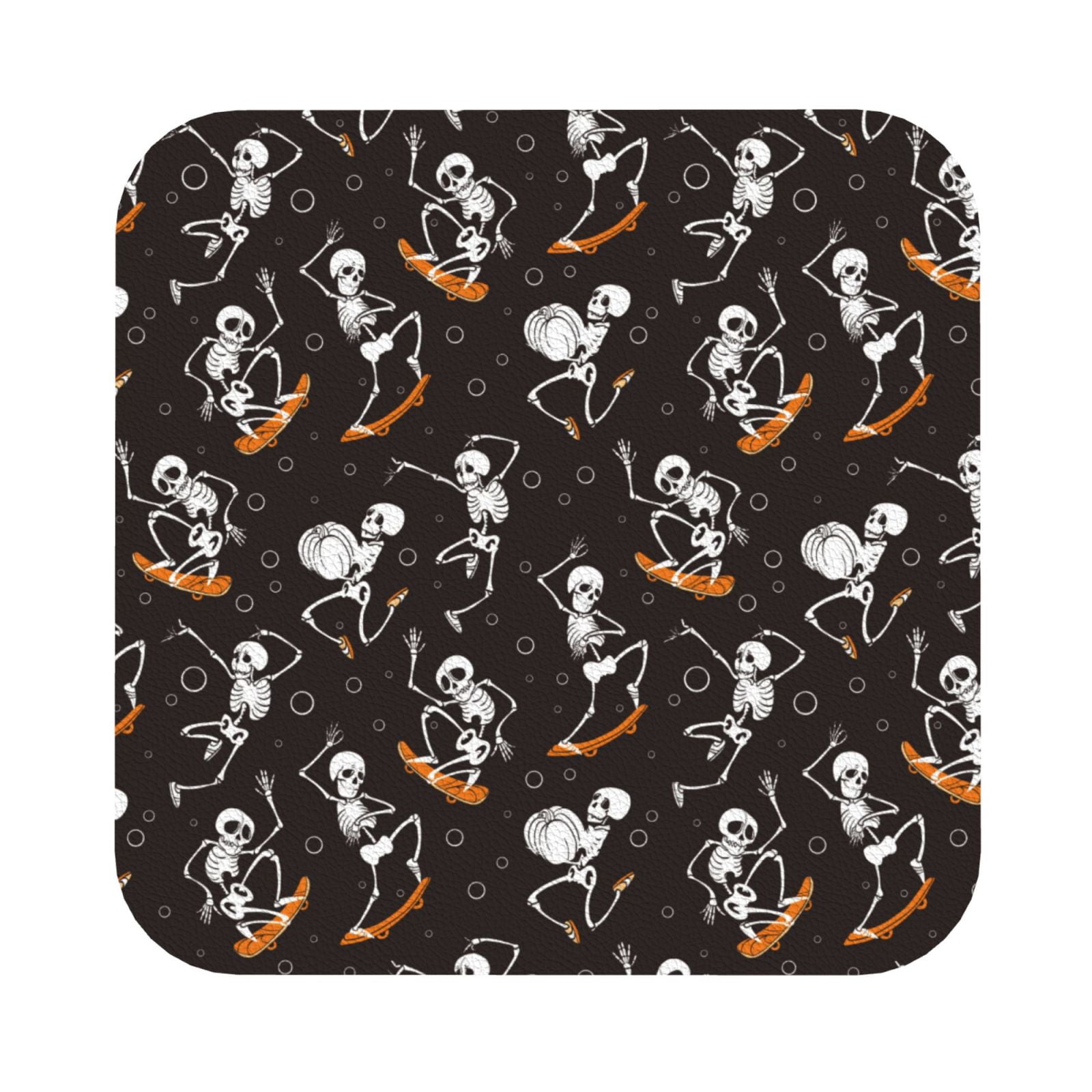 Cauagu Jumping Skull for Round Coaster,Drink Coasters Set of 4 Leather ...