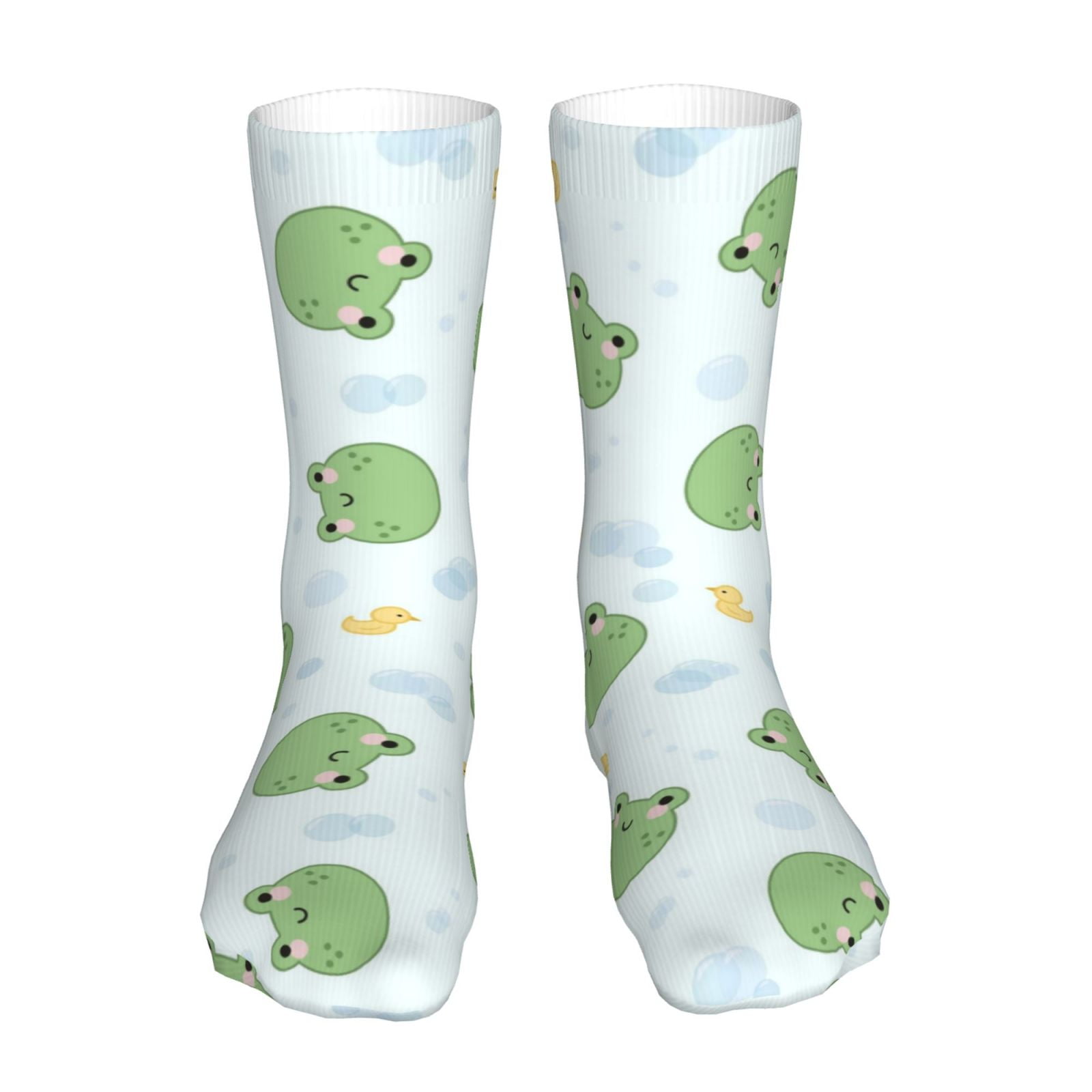 Cauagu Kawaii Frogs Pattern Fun Novelty Crew Socks,Casual Athletic ...