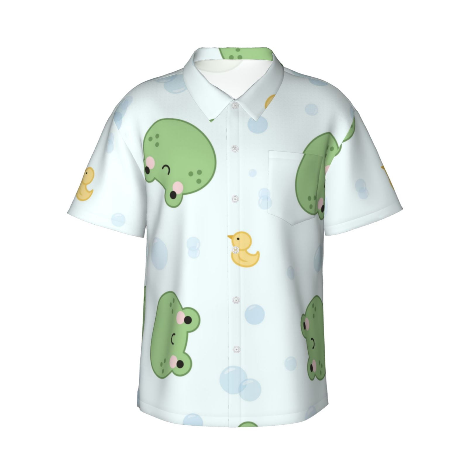 Cauagu Kawaii Frogs Print Hawaiian Shirt for Men,Casual Short Sleeve ...