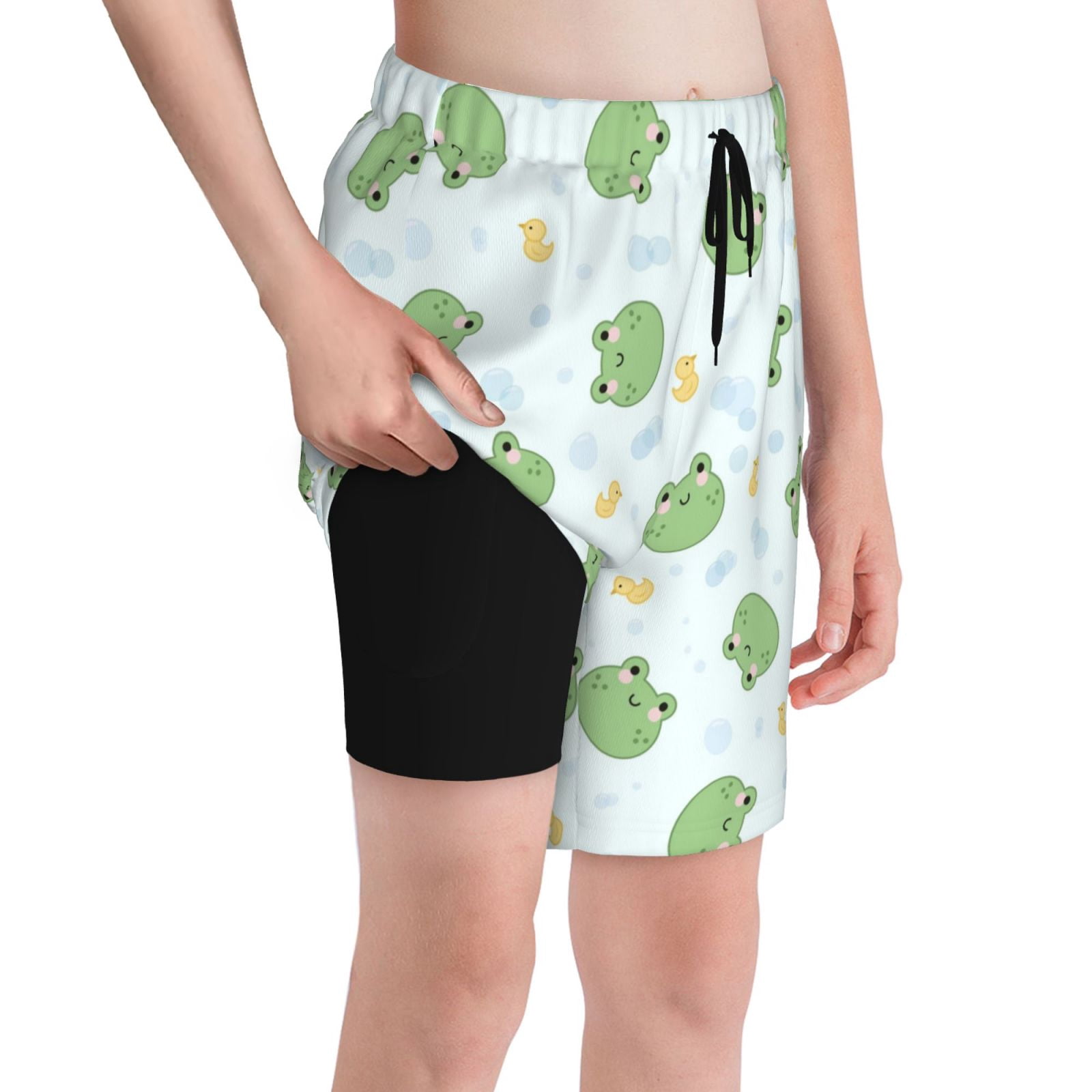 Cauagu Kawaii Frogs Print Swim Trunks for Men,Youth Boys Swim Shorts ...