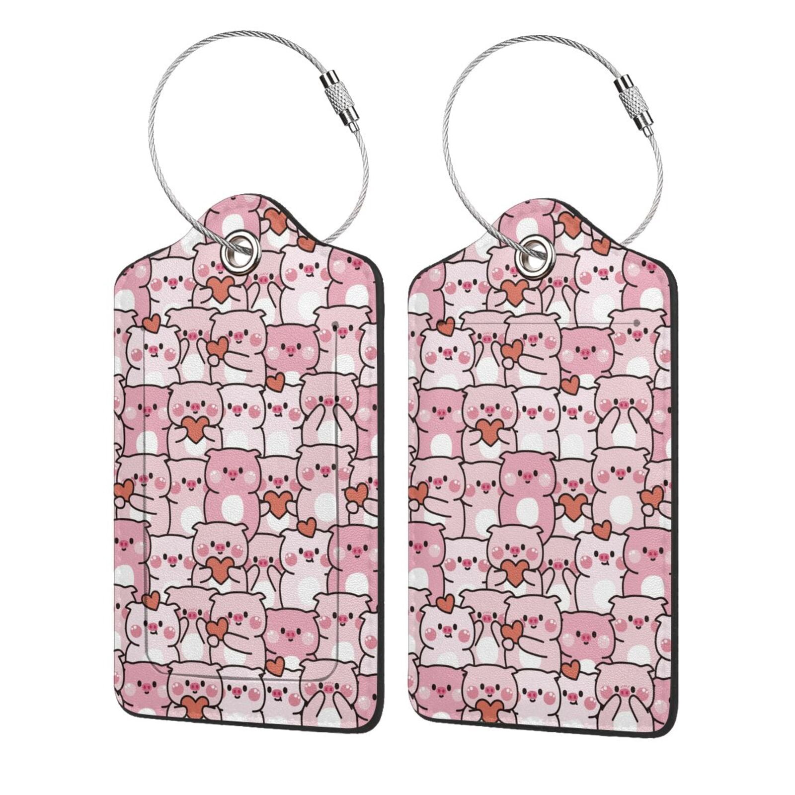Cauagu Kawaii Pig Pattern Luggage Tags,Leather Luggage Tags ...