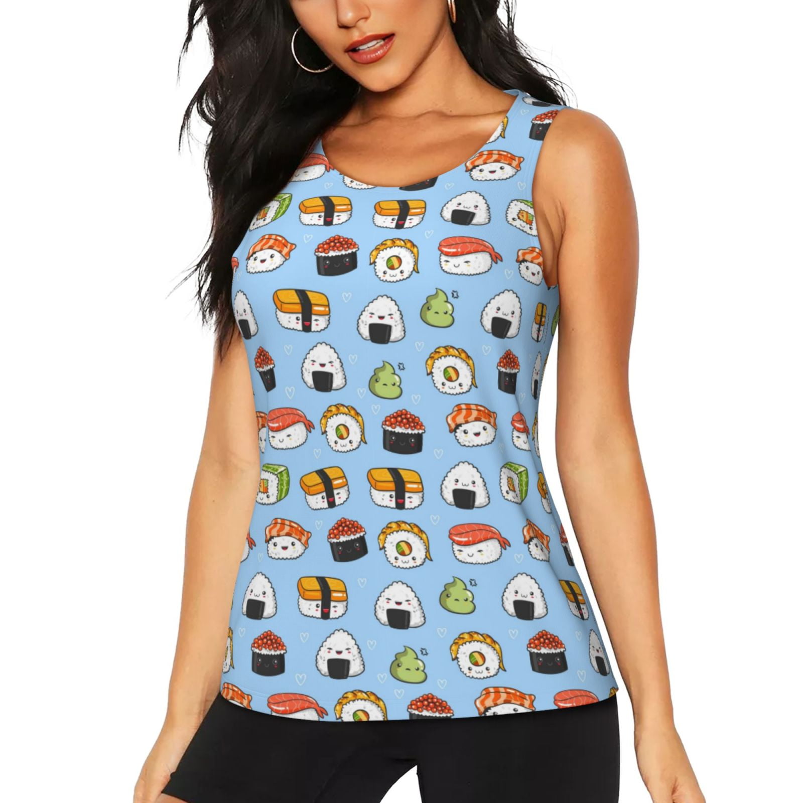 Cauagu Kawaii Sushi (2) for Women's Workout Tank Tops Sleeveless ...
