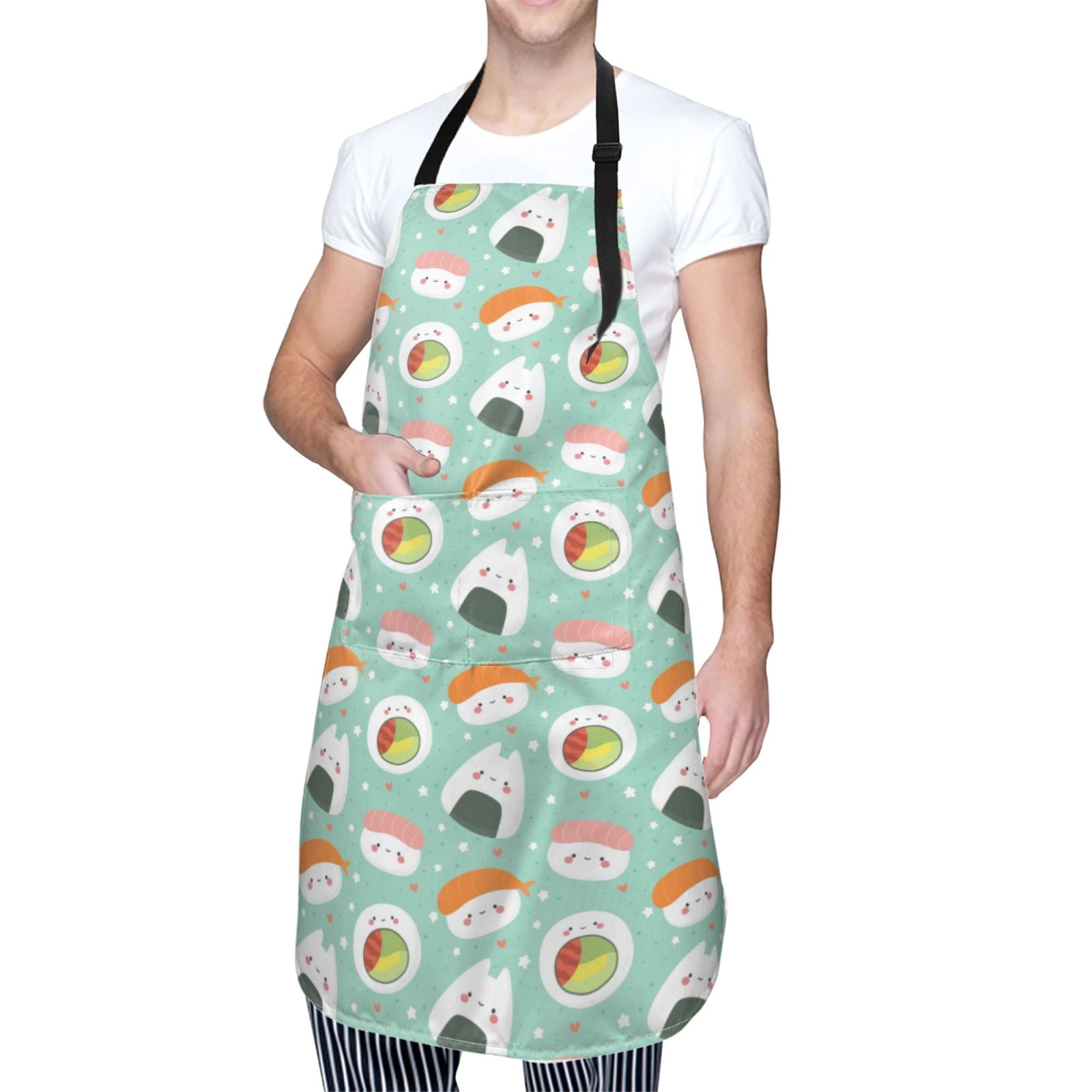 Cauagu Kawaii Sushi Aprons with Pockets,Waterproof Apron for Women ...