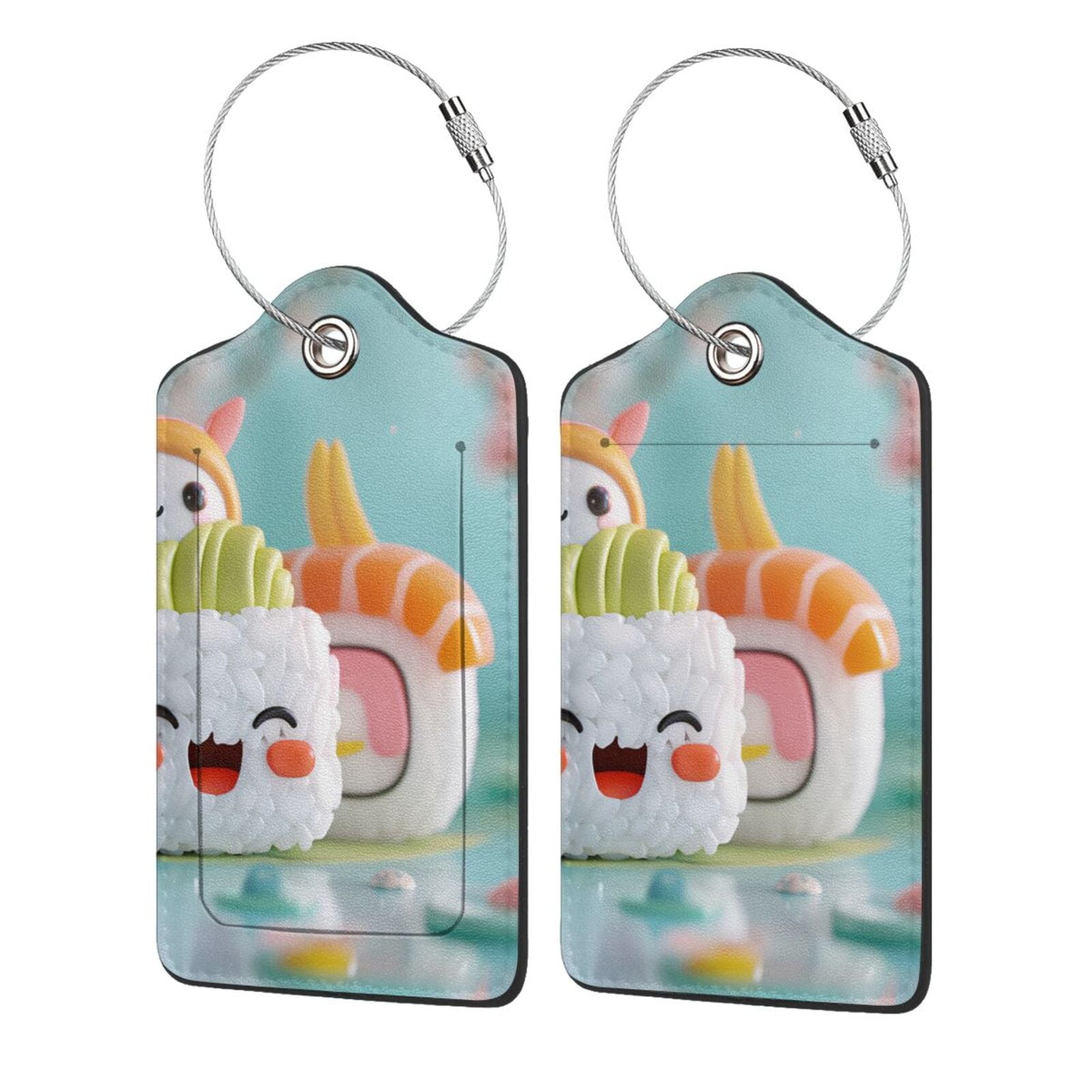 Cauagu Kawaii Sushi Characters Delight Pattern Luggage Tags,Leather ...
