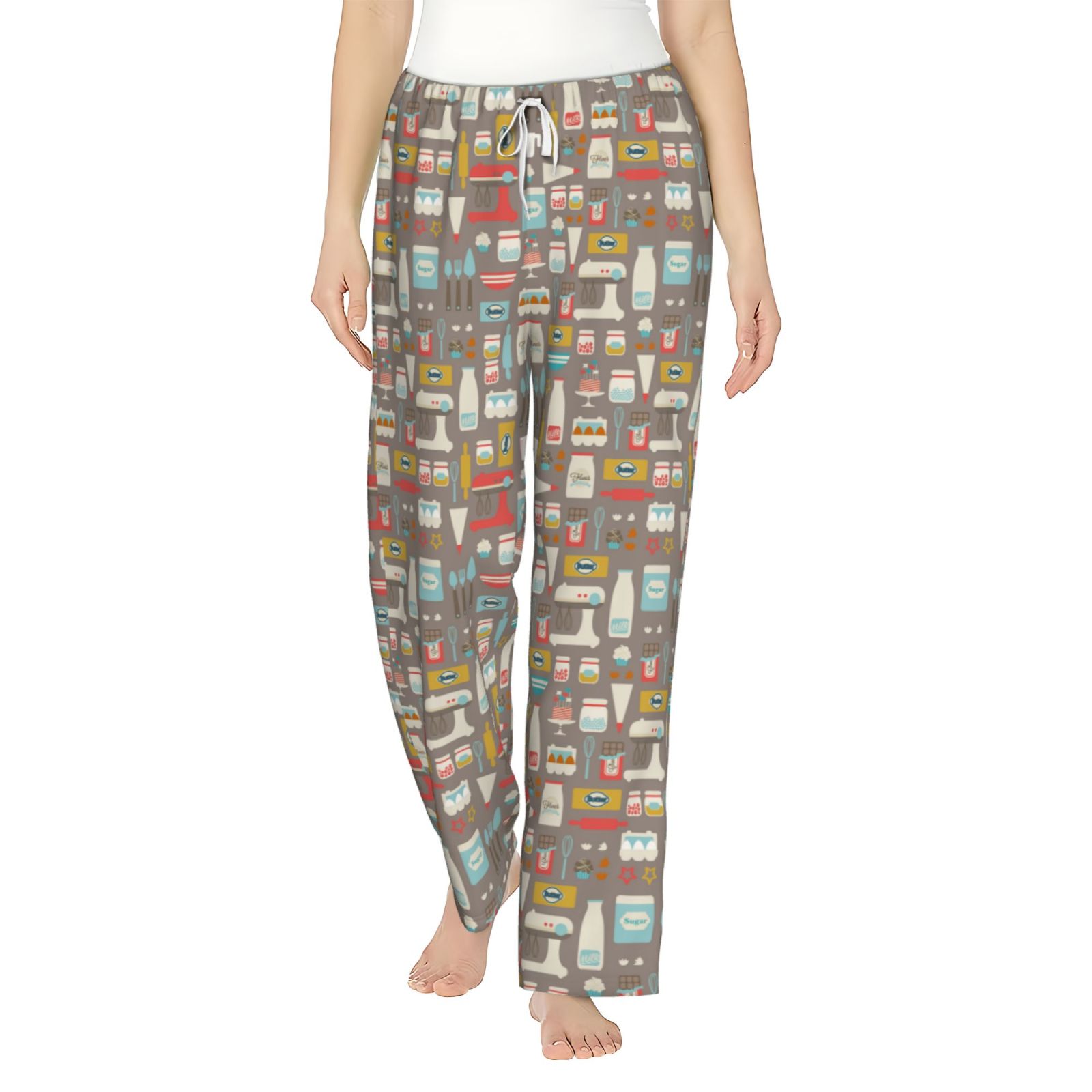 Cauagu Kitchen Food Pajama Pants for Women Loose Fit Wide Leg Trouser ...