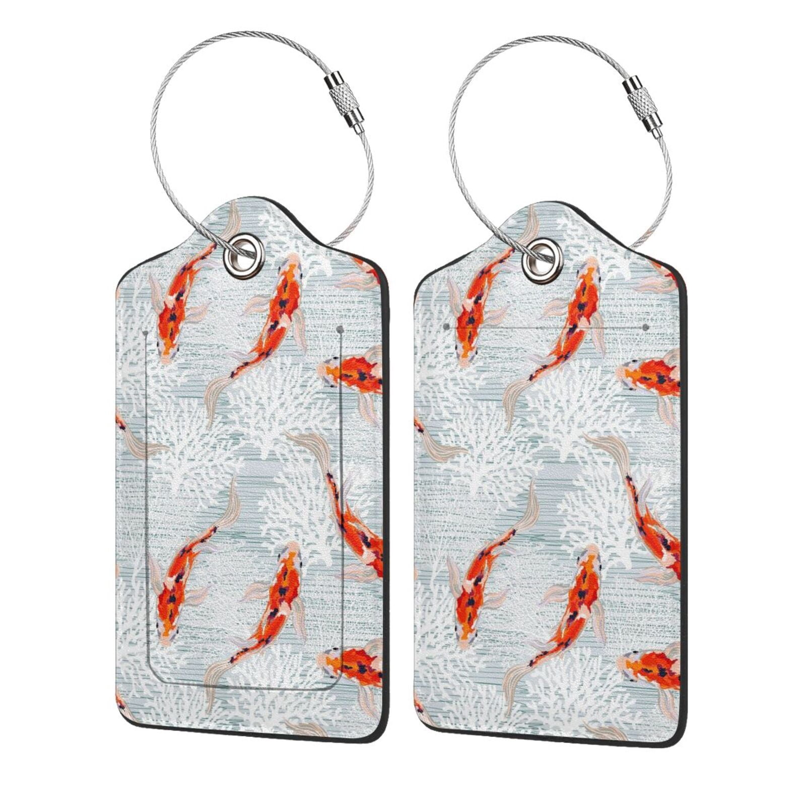 Cauagu Koi Fish Corals,Spring Summer Pattern Luggage Tags,Leather ...