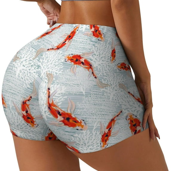 Cauagu Koi Fish Corals,Spring Summer for Womens Workout Impact Shorts ...