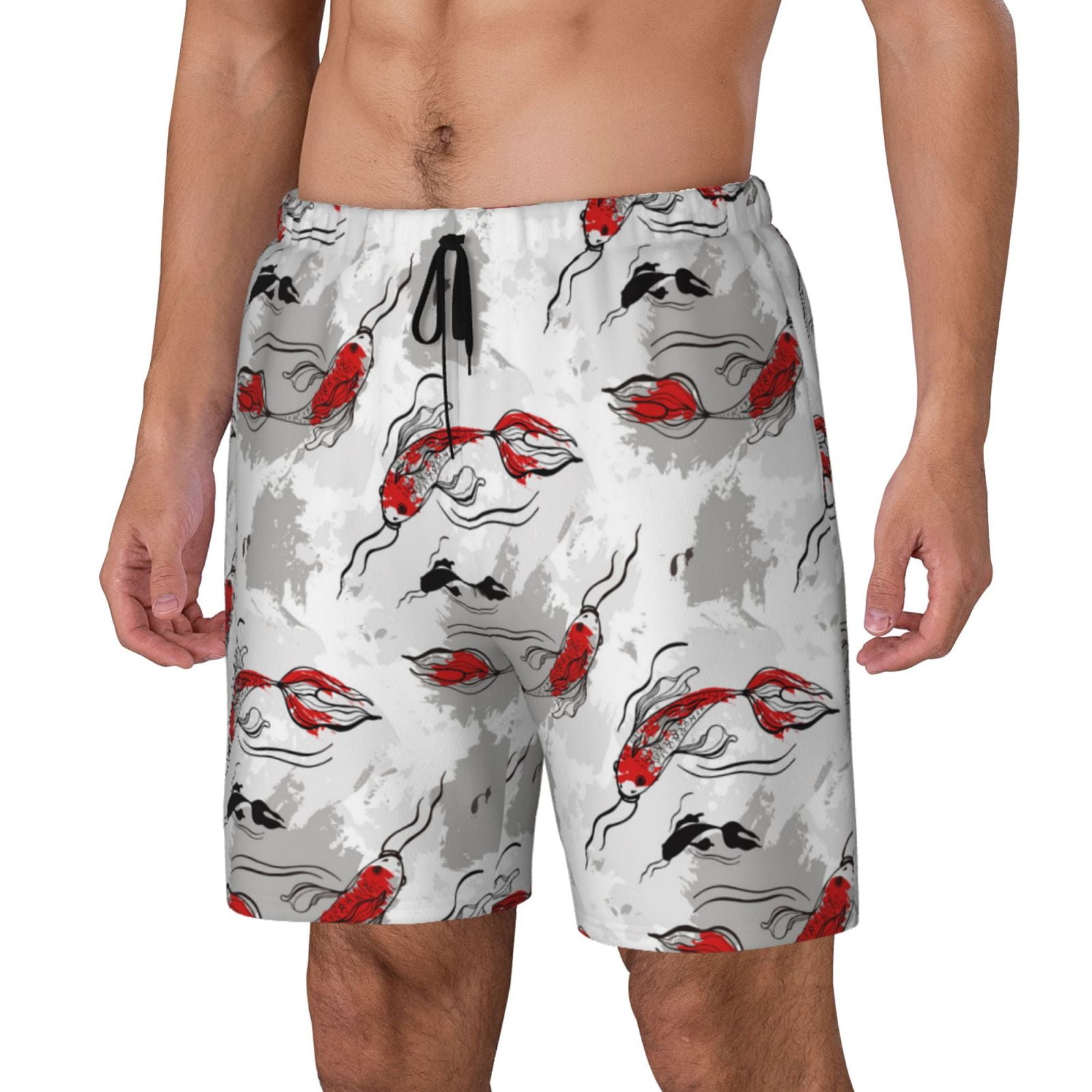 Cauagu Koi Fish Print Mens Swim Trunks Quick Dry Board Shorts Swim ...