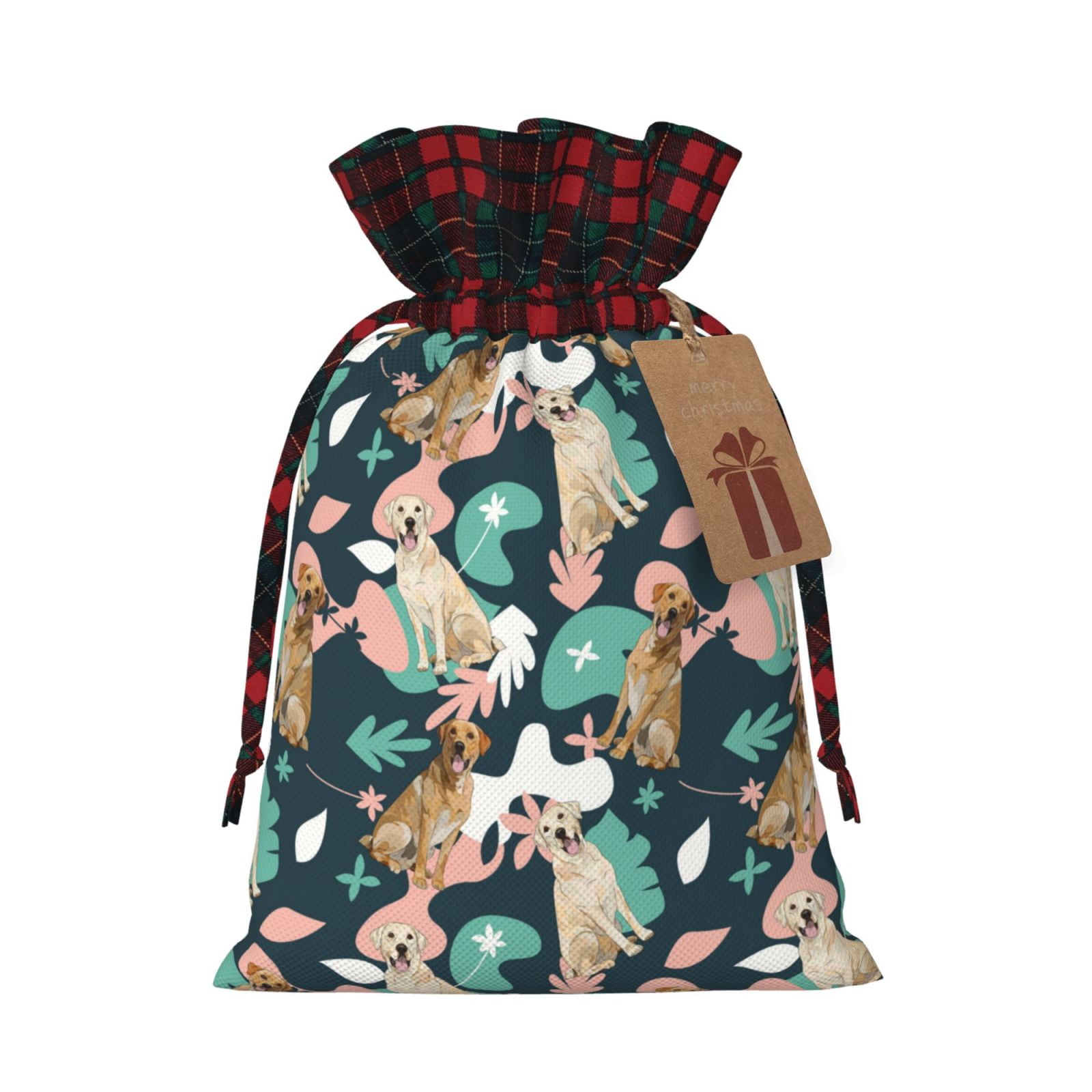 Cauagu Labrador Retriever Dog Print Christmas Linen Gift Bag,Christmas ...