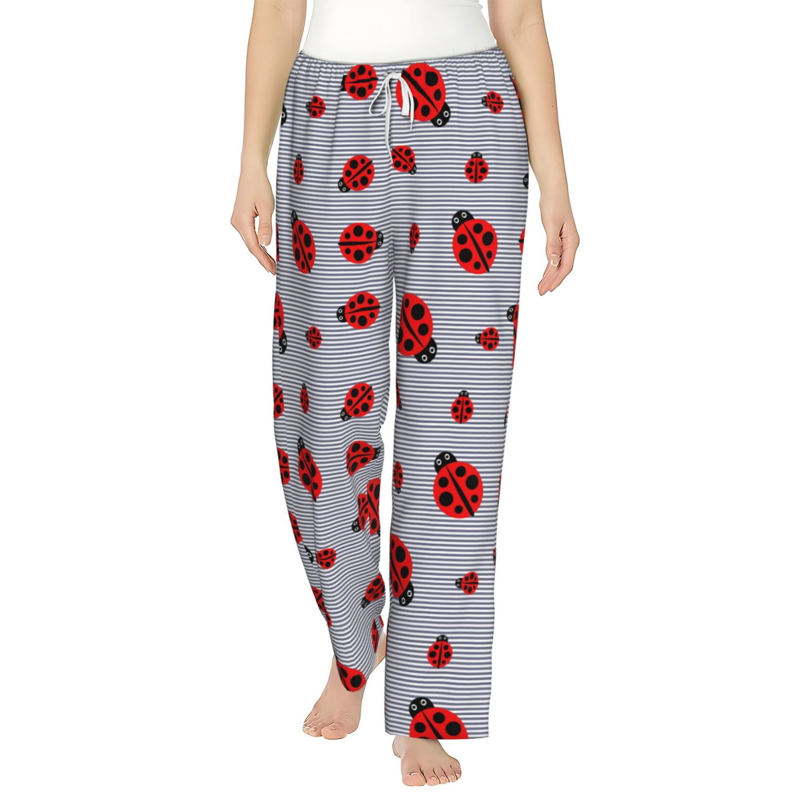 Cauagu Ladybug Pajama Pants for Women Loose Fit Wide Leg Trouser Pants ...