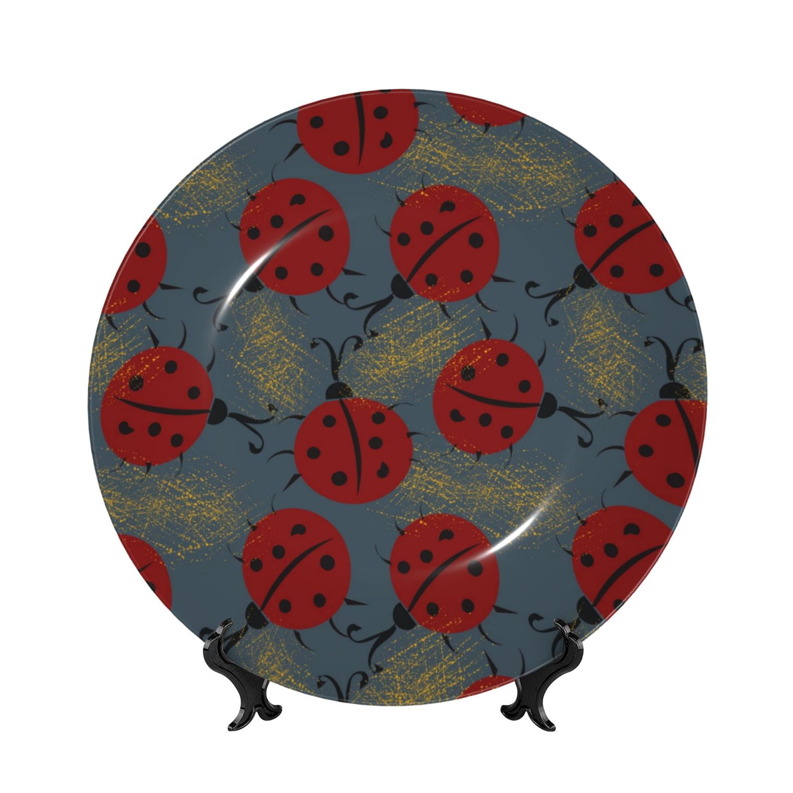 Cauagu Ladybug Print Bone China Decorative Plate, Wall Mount Plate ...