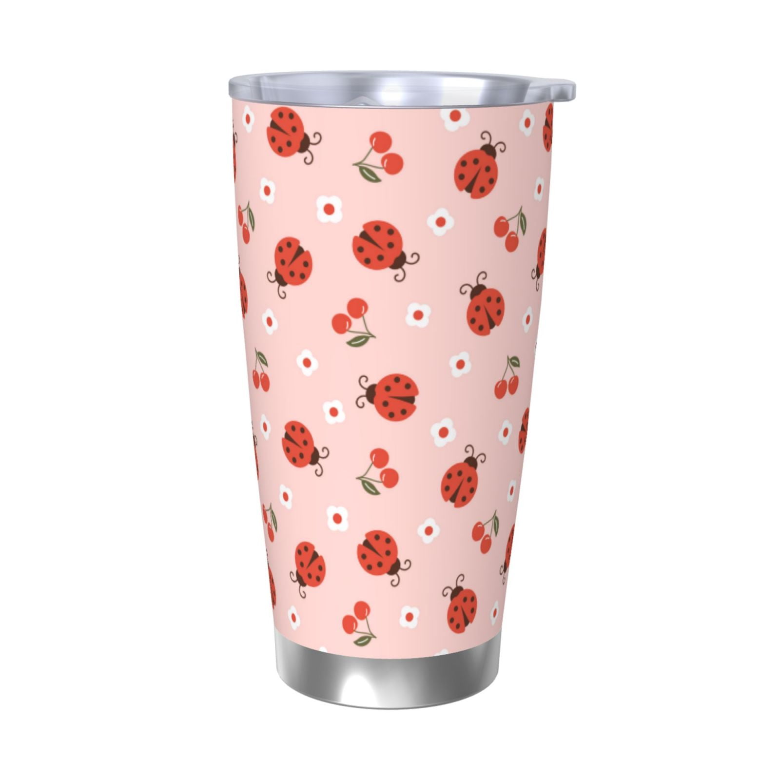 Cauagu Ladybug With Flower Pattern 20oz Tumbler,Stainless Steel Vacuum ...