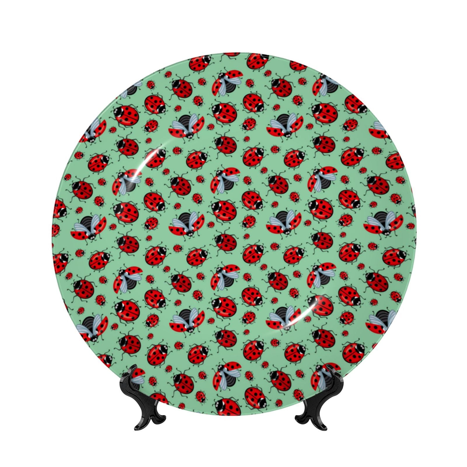 Cauagu Ladybugs 3 Print Bone China Decorative Plate, Wall Mount Plate ...