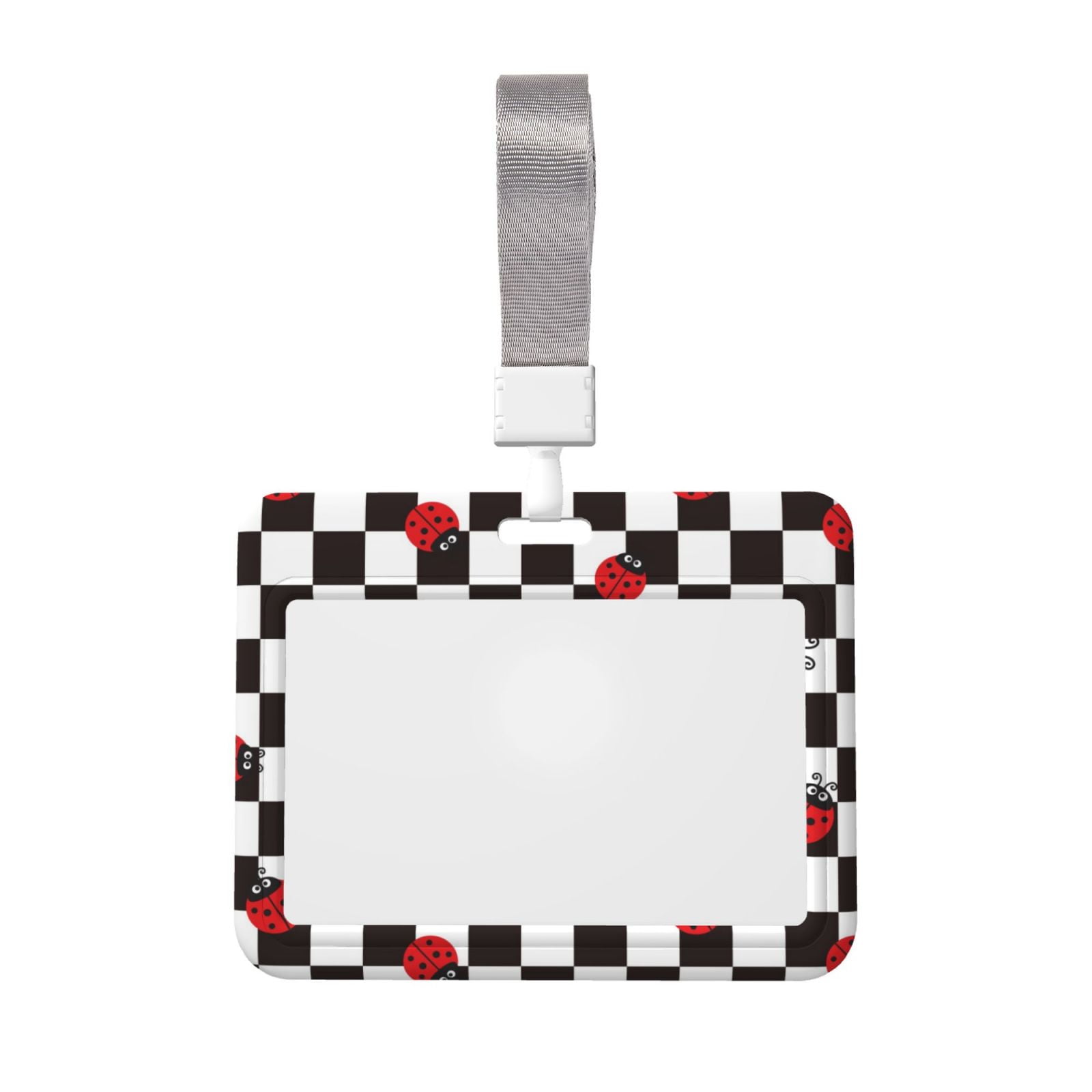 Cauagu Ladybugs Of Black And White Checkers for ID Badge Holder,Badge ...