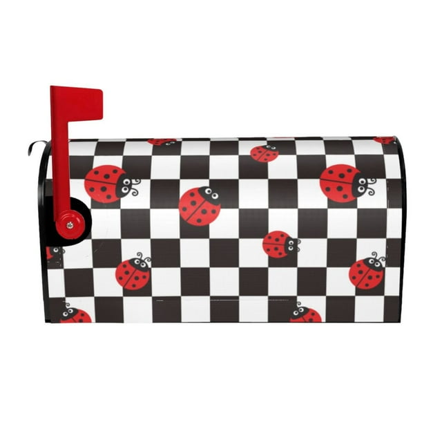 Cauagu Ladybugs Of Black And White Checkers Pattern Magnetic Mailbox ...